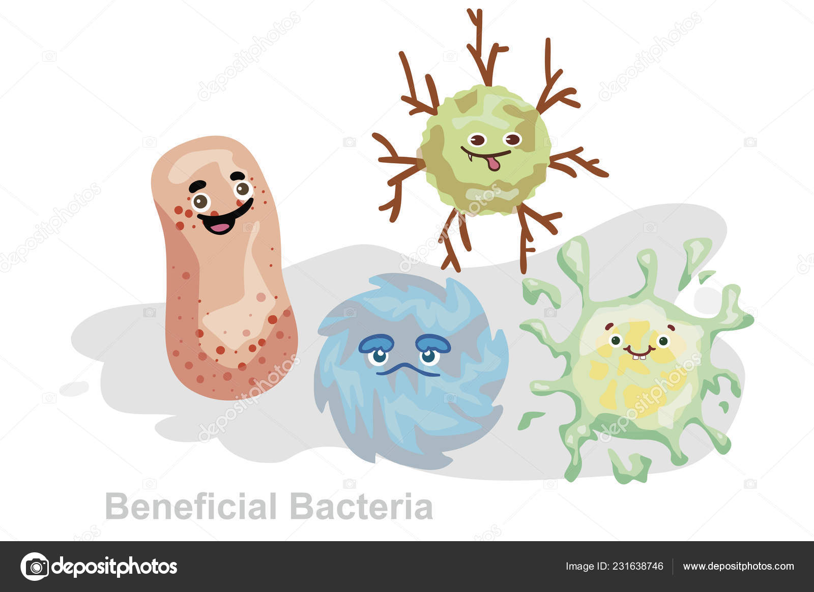 Bacterium Bacillus Coccus Cartoon Illustration Stock Photo by ...