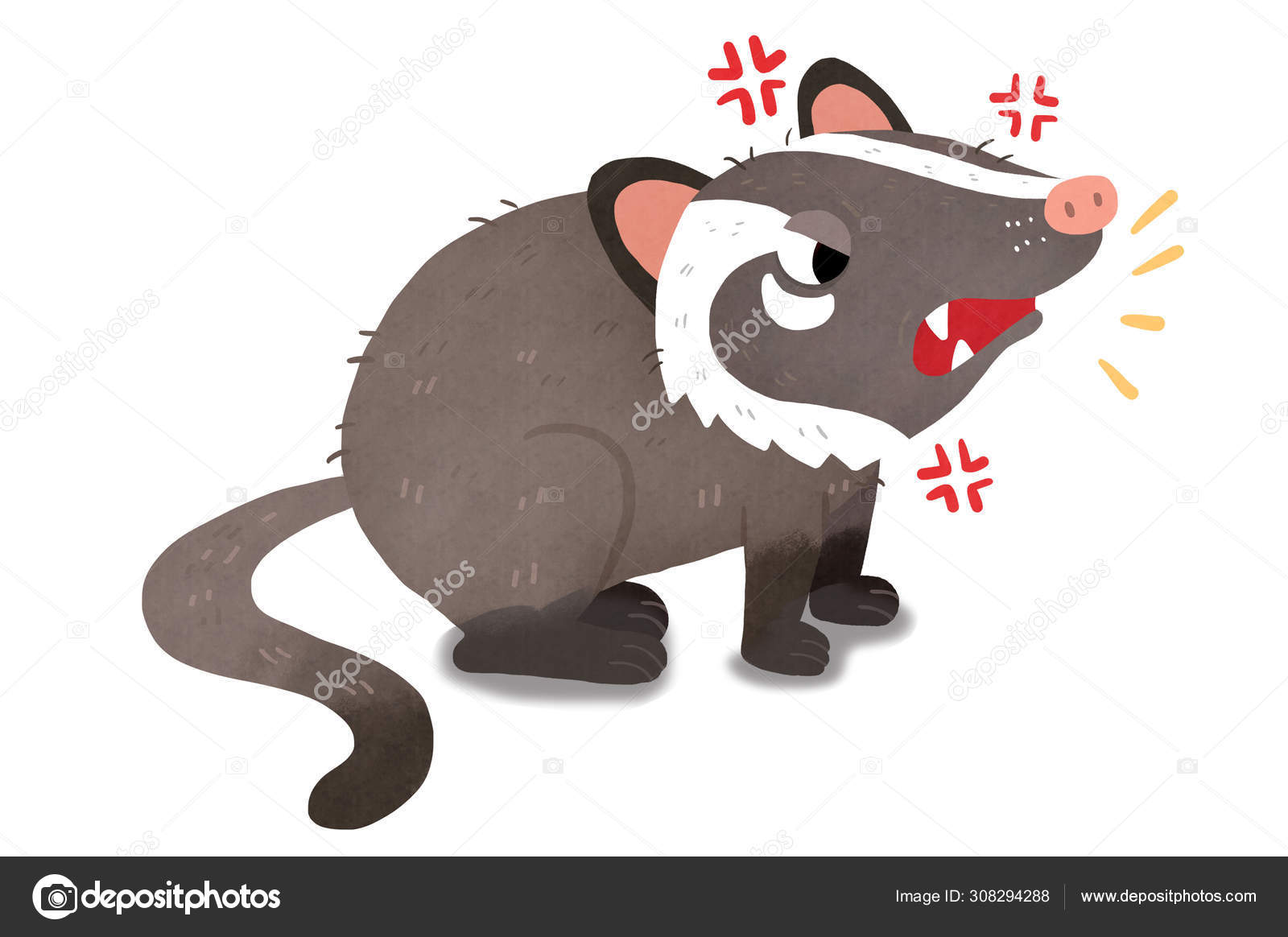 Angry Badger Banner Stylish Illustration Stock Illustration by ...