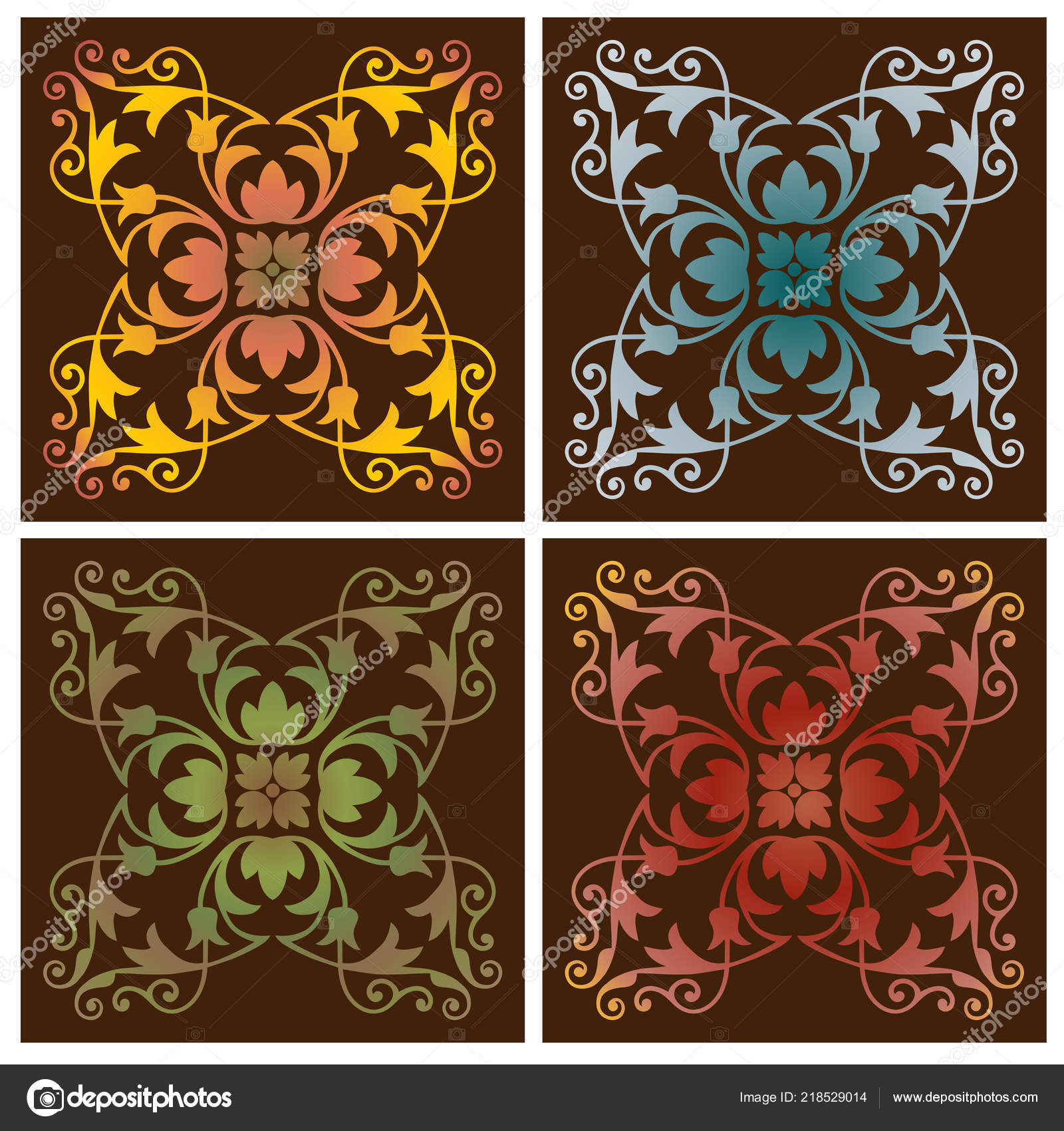 Ombre Rococo Tile Patterns Brown Background Stock Vector by ©scrapster ...