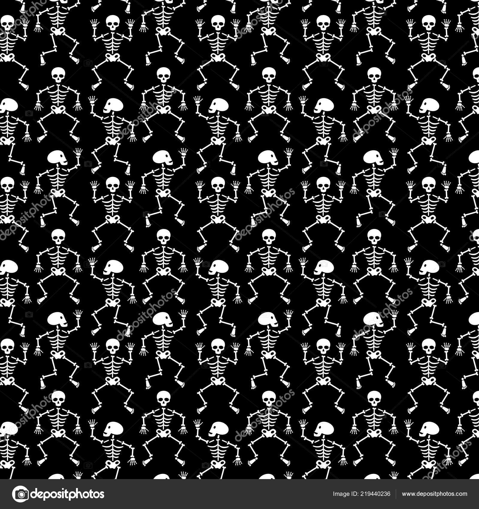 Black White Halloween Skeleton Pattern Stock Vector by ©scrapster 219440236