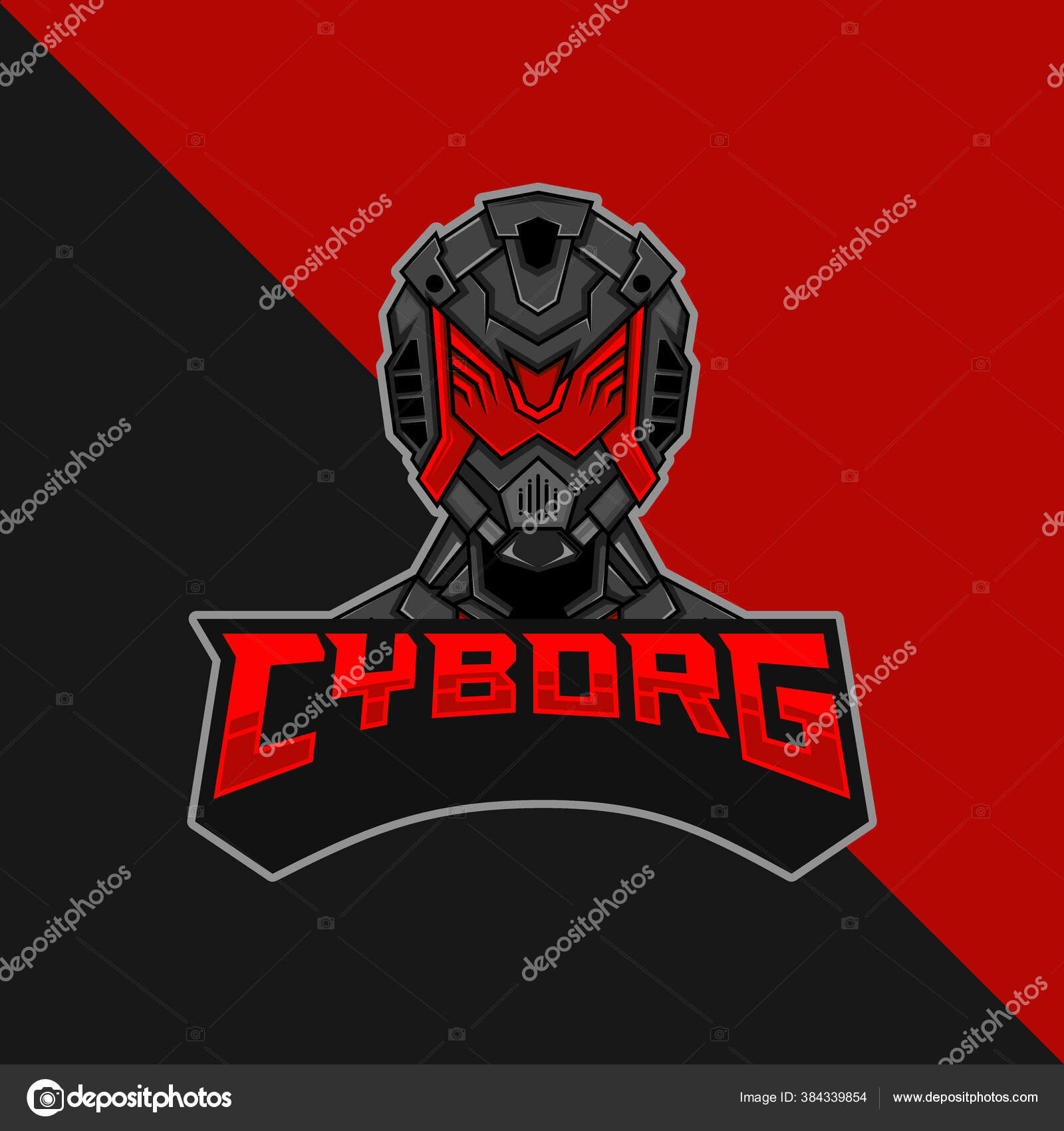 Cyborg Robot Sports Mascot Logo Vector Illustration Stock Vector Image ...
