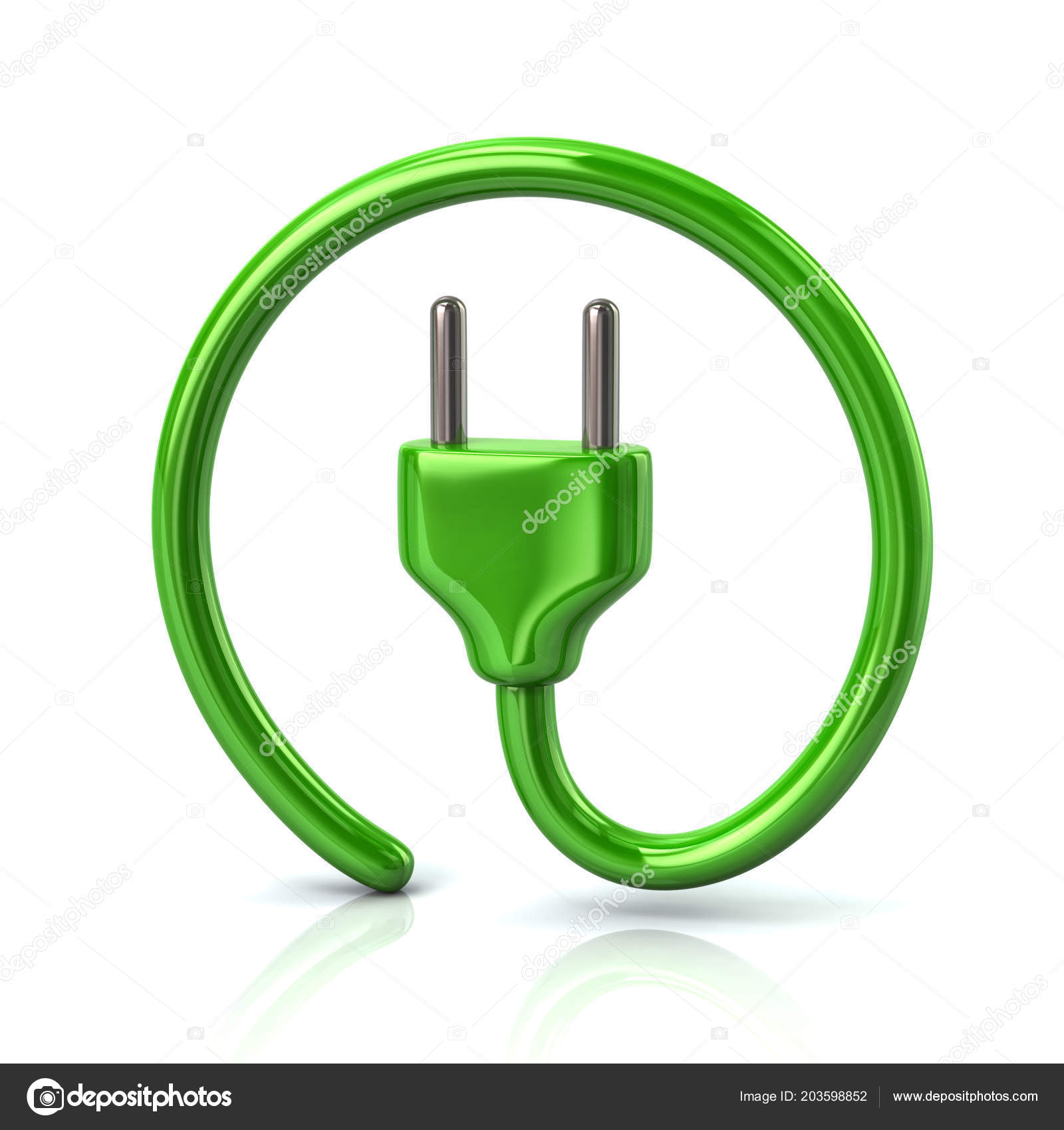 Green Electric Plug White Background — Stock Photo © valdum #203598852