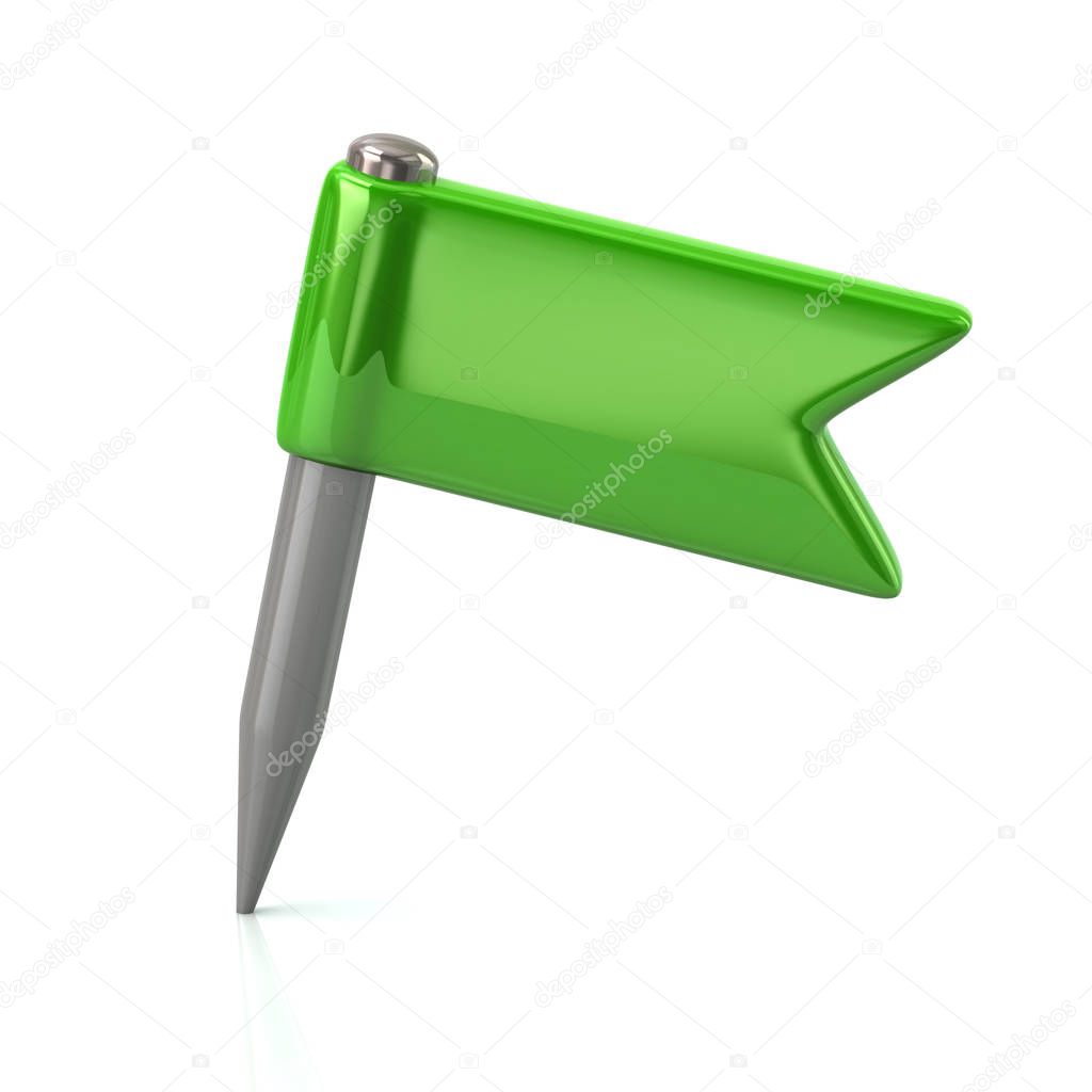 Bandera verde mapa pin 3d ilustración sobre fondo blanco 2023