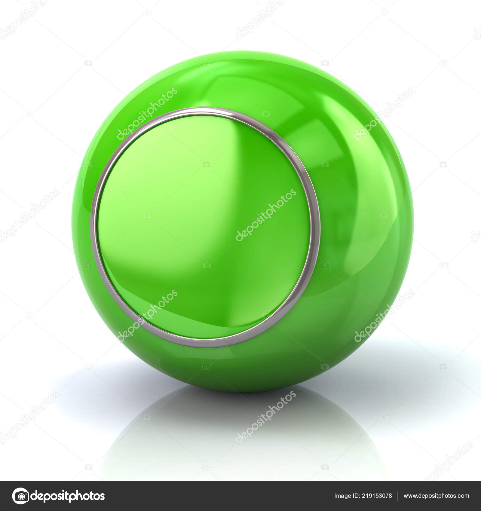 Green Button Metal Borde Illustration White Background Stock Photo by ...