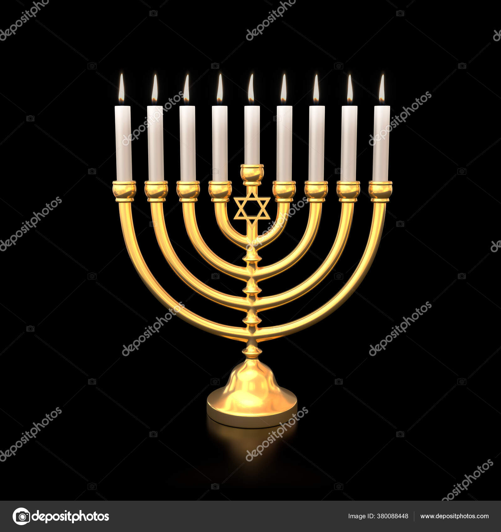 Menorah With Candles And Star Of David