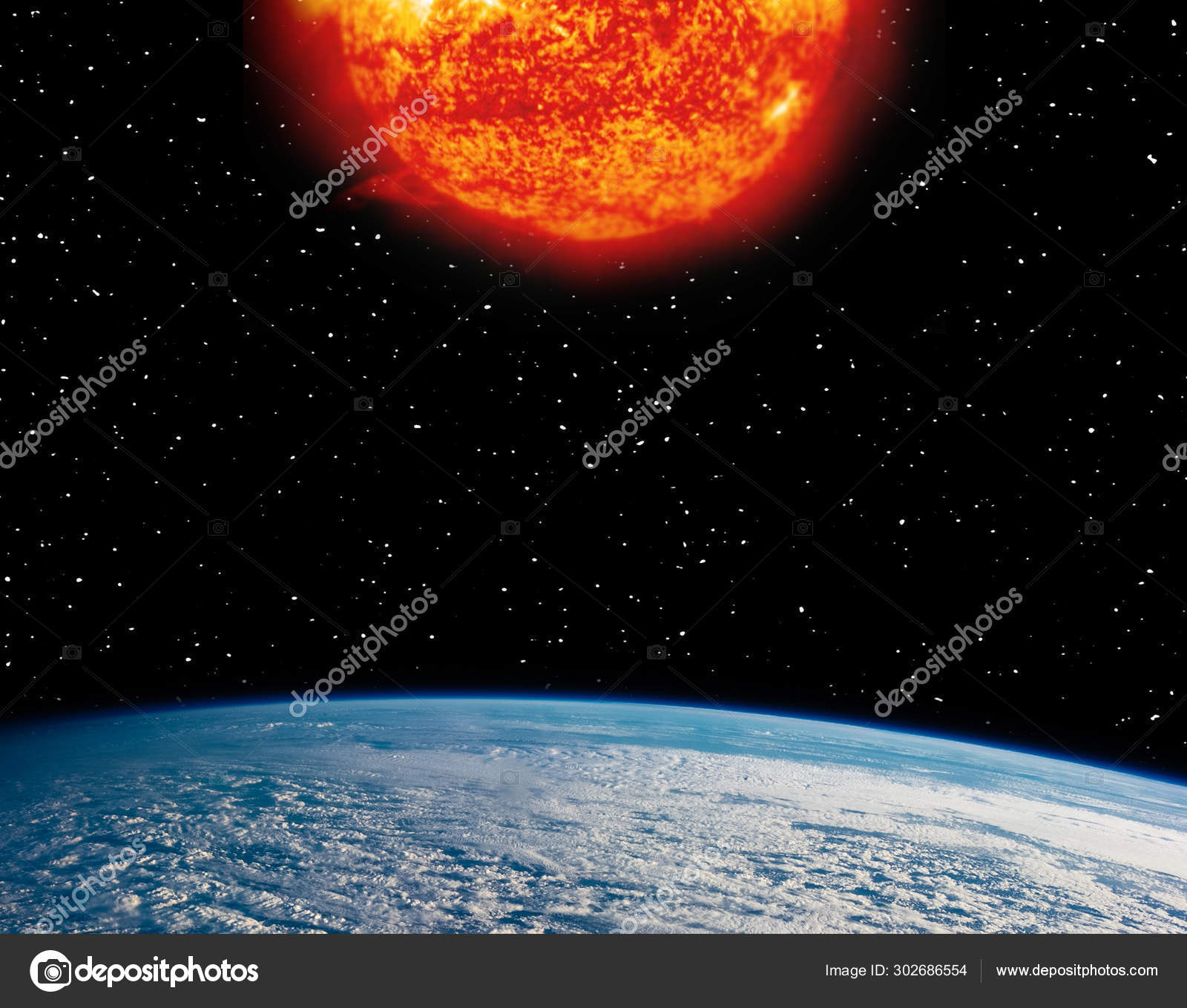 Earth and sun. Distance between them. The elements of this image ...