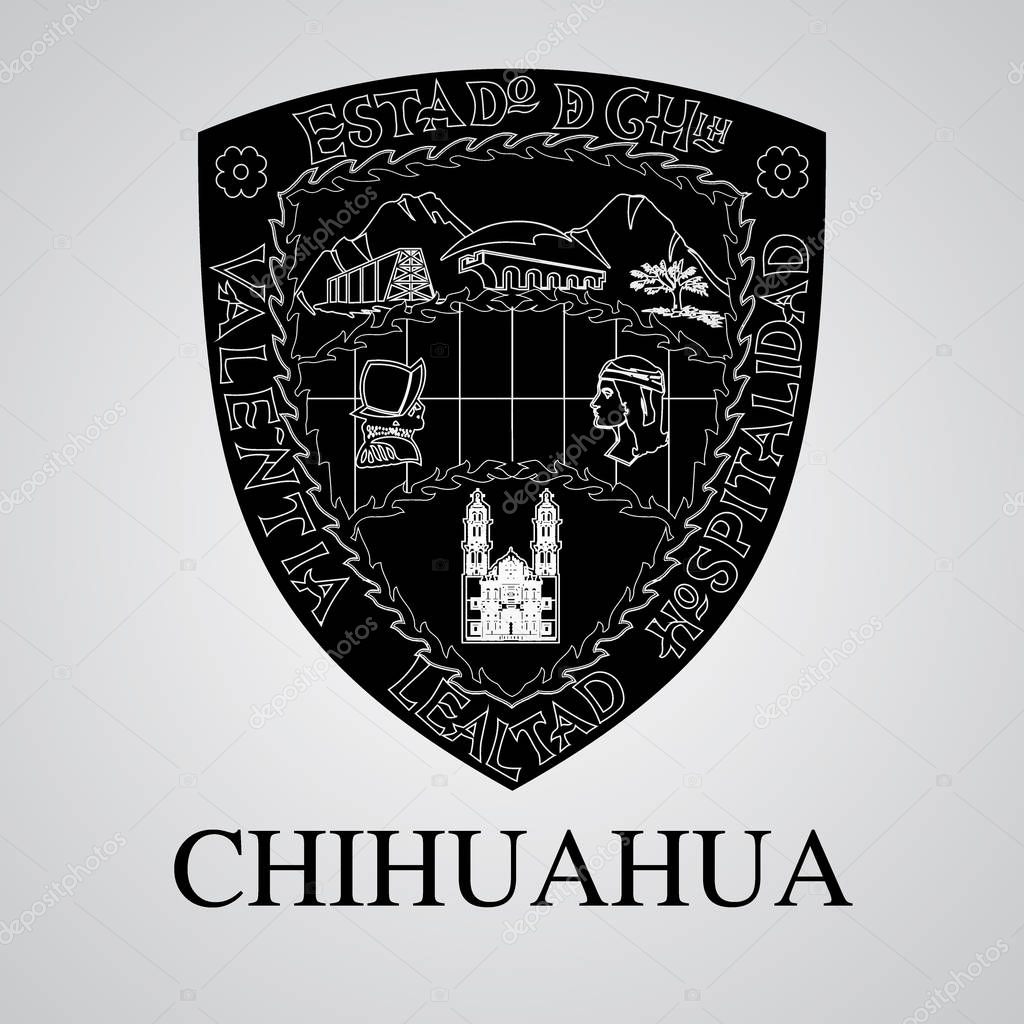 Silueta de Chihuahua Escudo de Armas. Estado mexicano. Ilustración ...