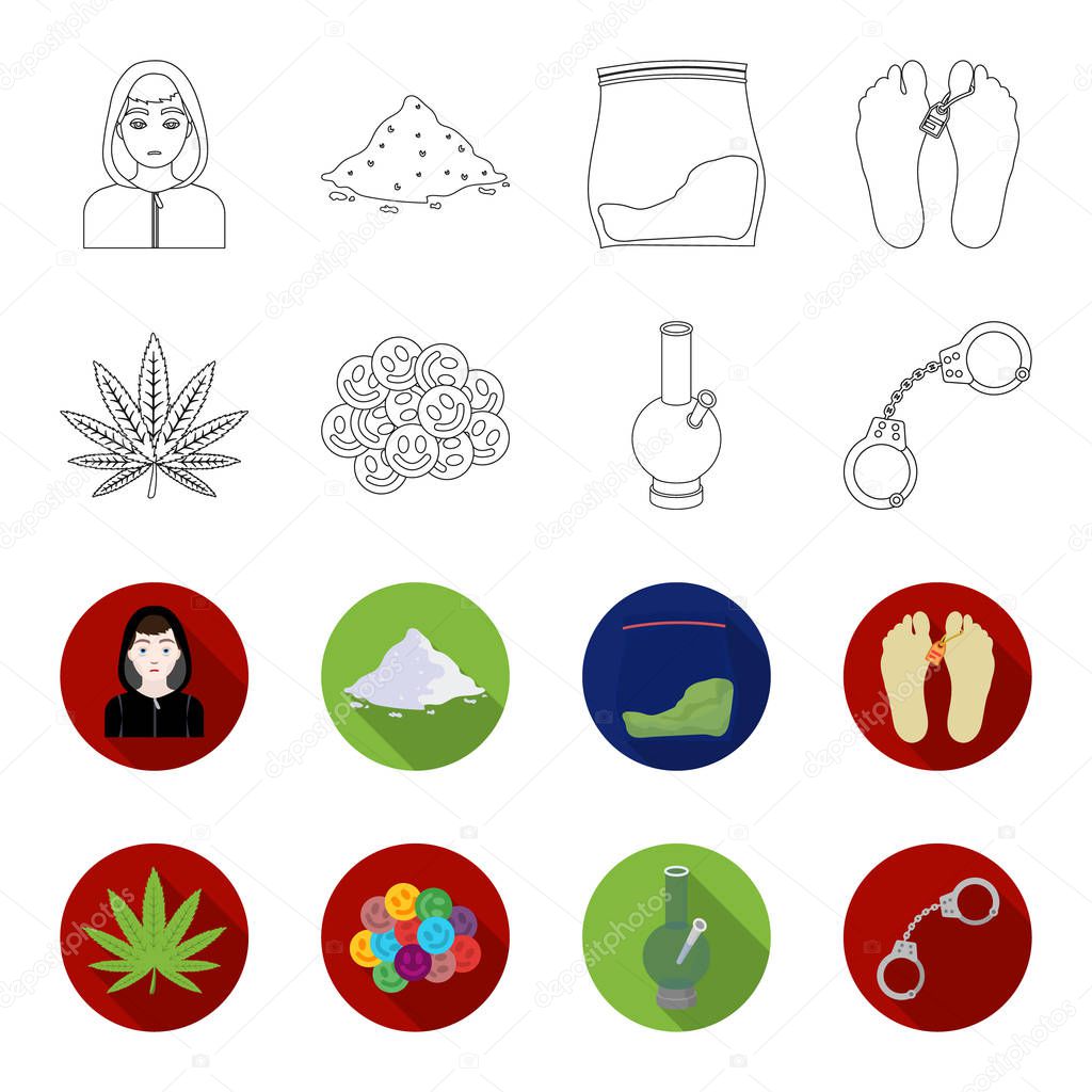 Hoja De Cáñamo Píldora De éxtasis Esposas Bong Drug Conjunto