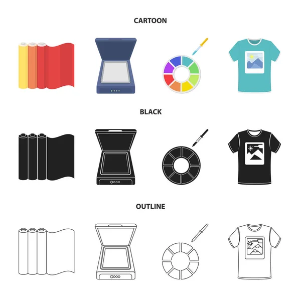 Scanner, color palette and other equipment. Typography set collection ...