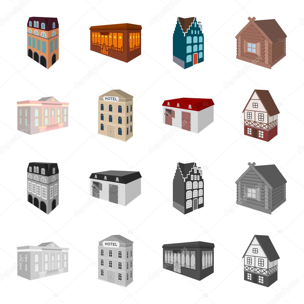 El edificio del museo, un hotel de tres pisos, un establo en el ...