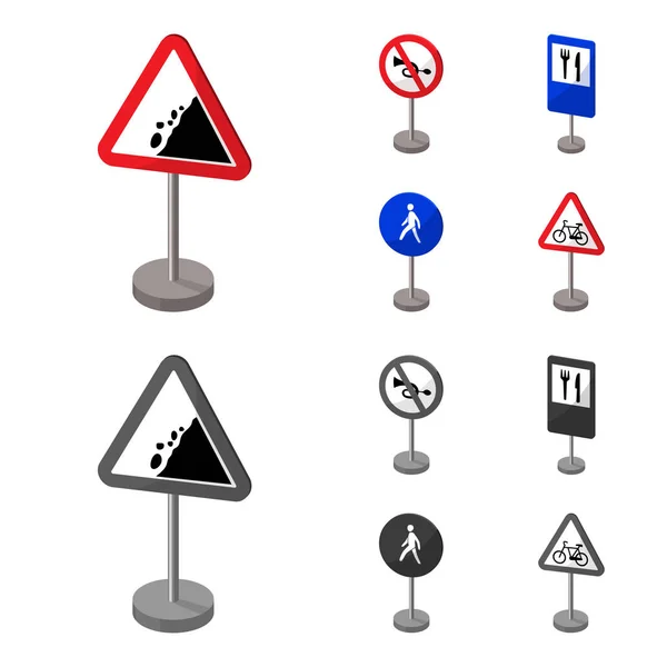 Different types of road signs cartoon,flat icons in set collection for ...
