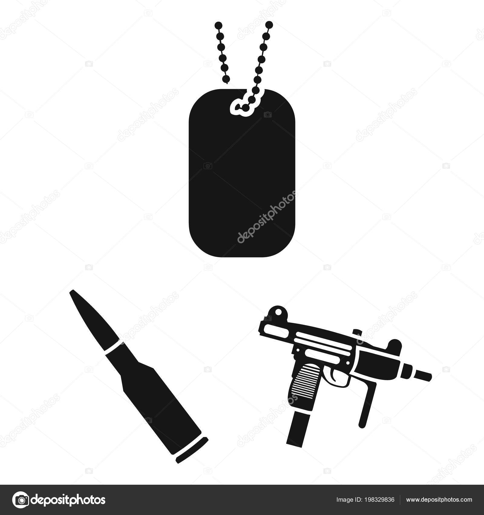Types of weapons black icons in set collection for design.Firearms and ...