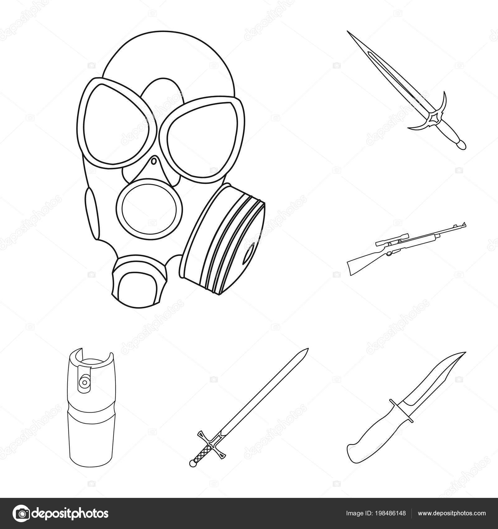 Arten von Waffen umreißen Symbole in Set Sammlung für design.firearms ...