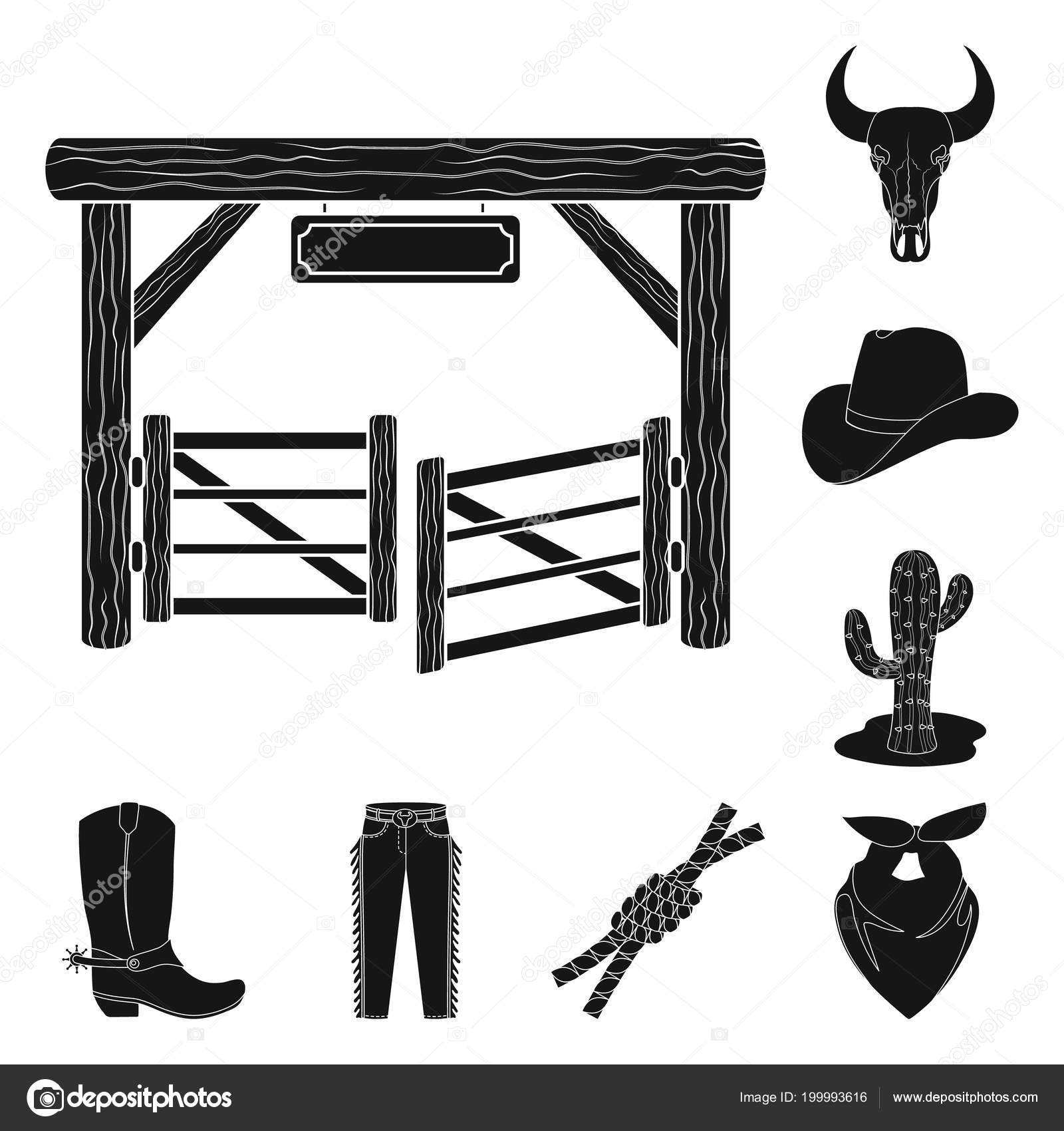 Rodeo, competition black icons in set collection for design. Cowboy and ...