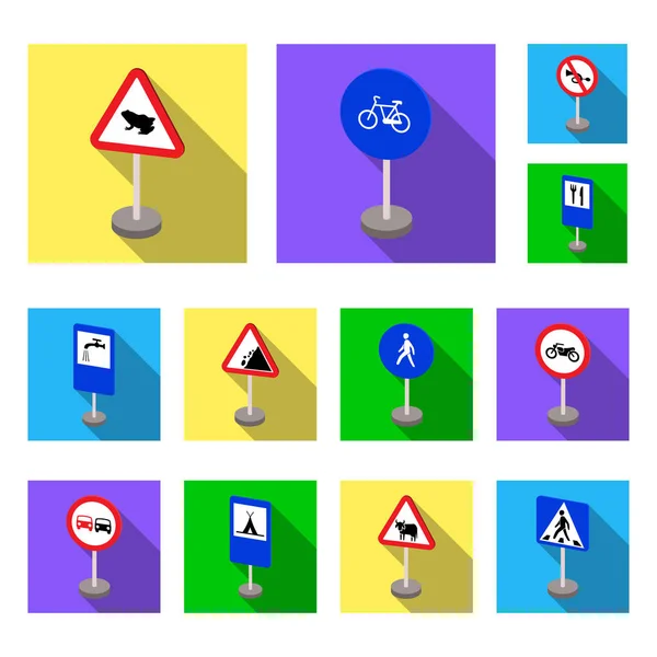 Different types of road signs flat icons in set collection for design ...