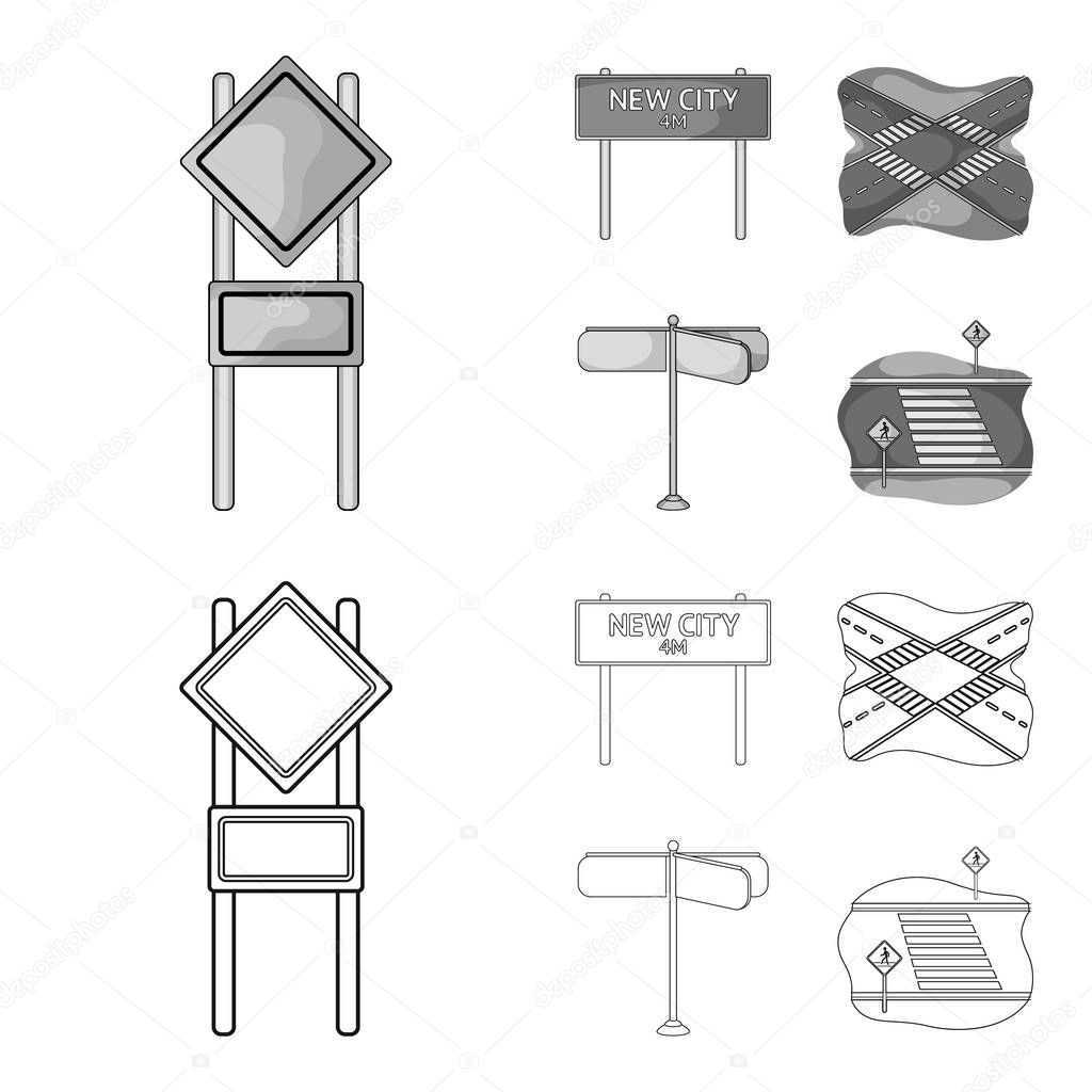 Se ales de tr fico y otros iconos web en contorno, estilo monocromo.Iconos de cruces de ...