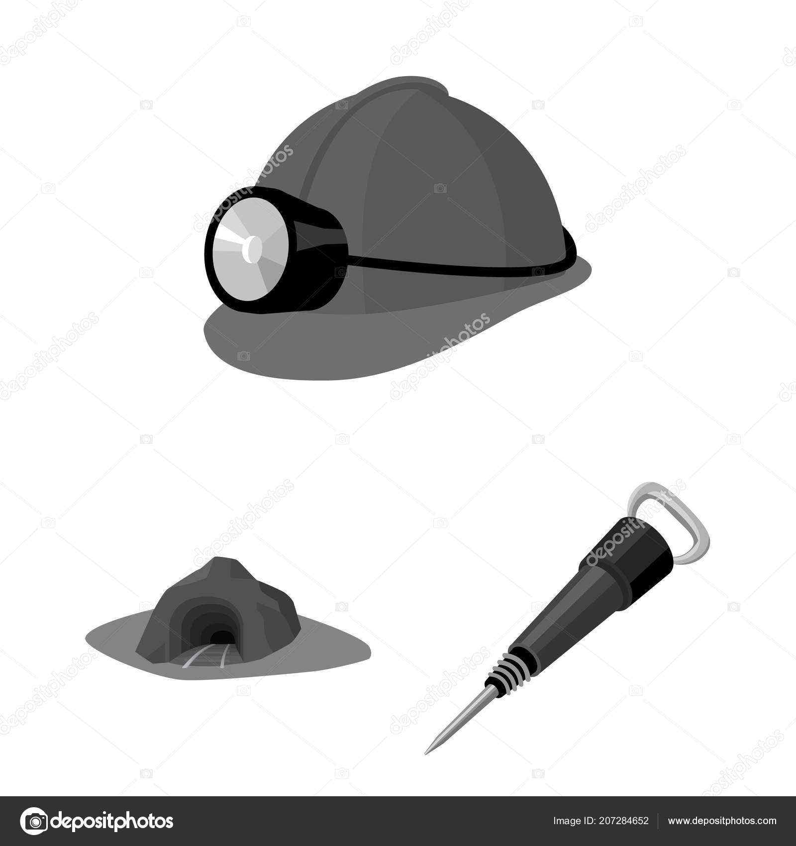 Mining Industry Monochrome Icons In Set Collection For Design Equipment And Tools Vector Symbol