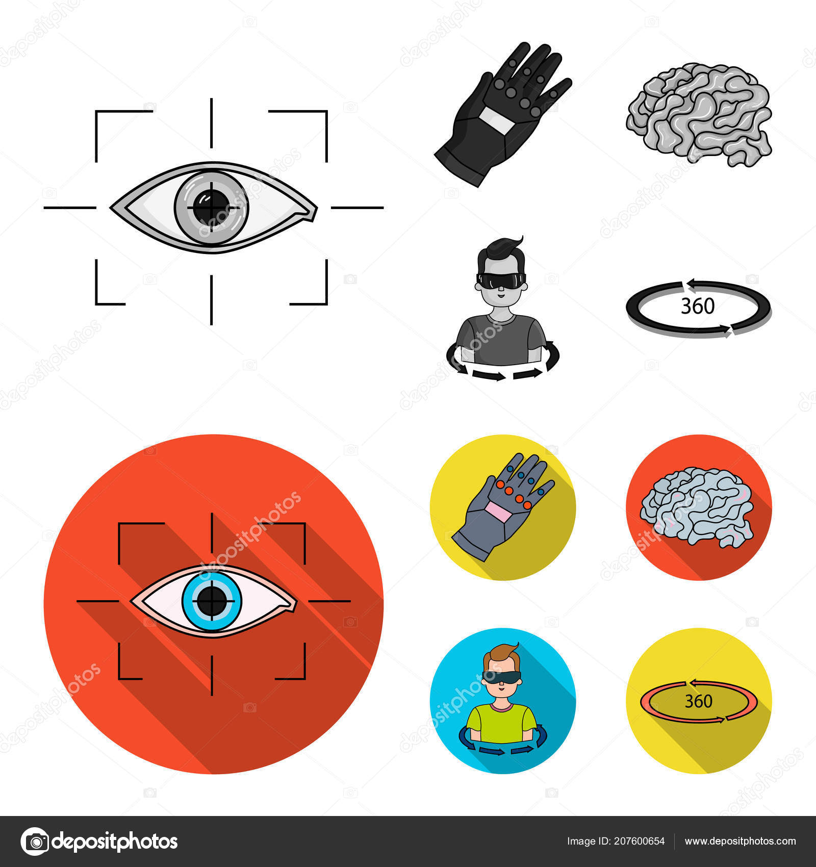 Technology, innovation, man, complemented .Virtual reality set ...