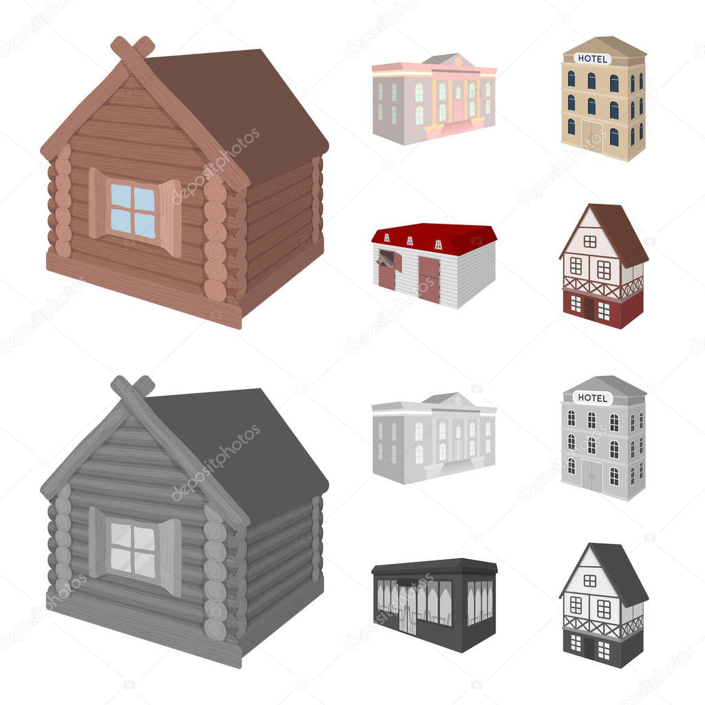 El edificio del museo, un hotel de tres pisos, un establo en el ...