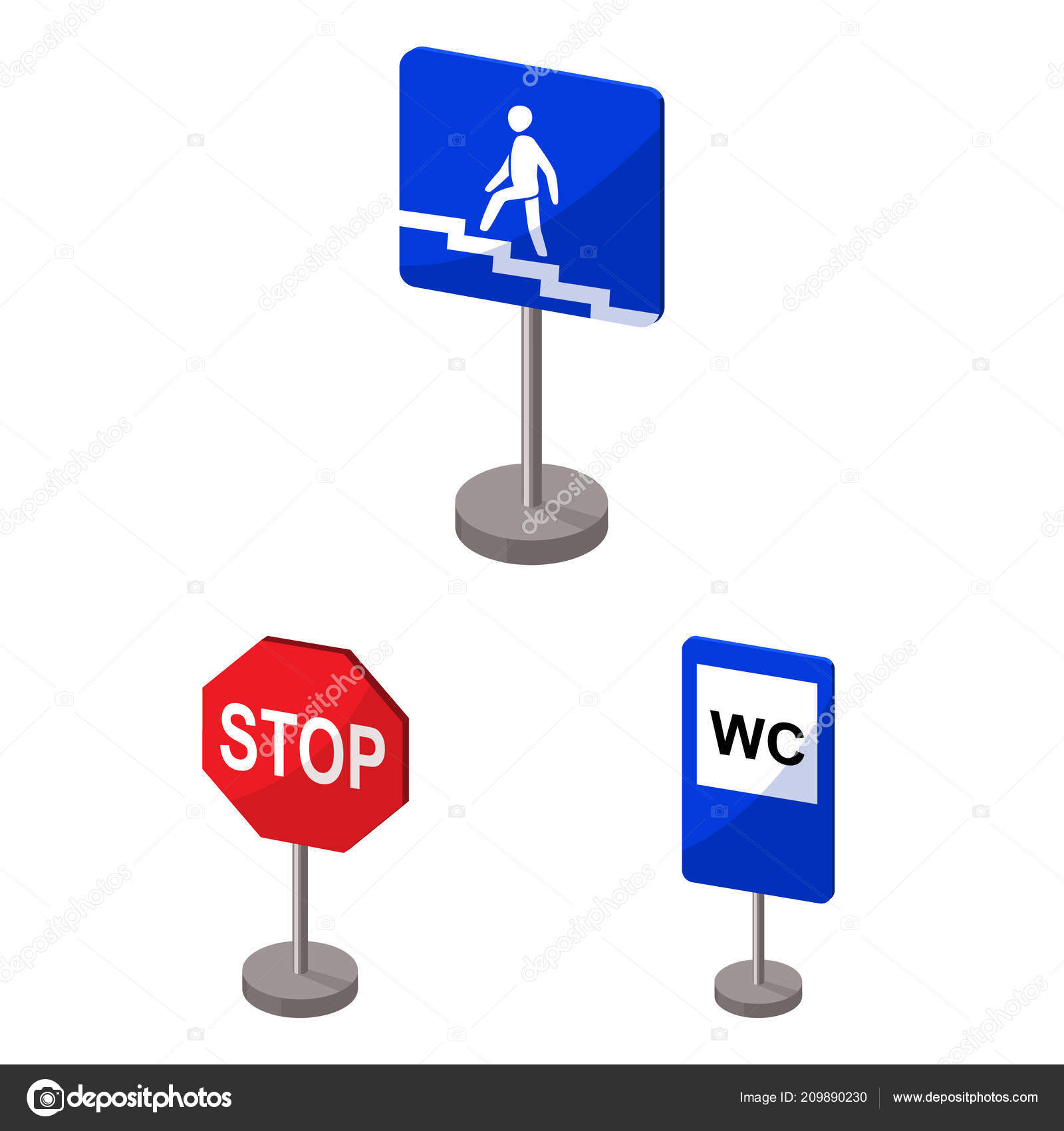 Different types of road signs cartoon icons in set collection for ...