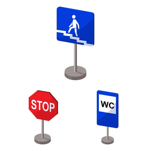 Different types of road signs cartoon icons in set collection for ...