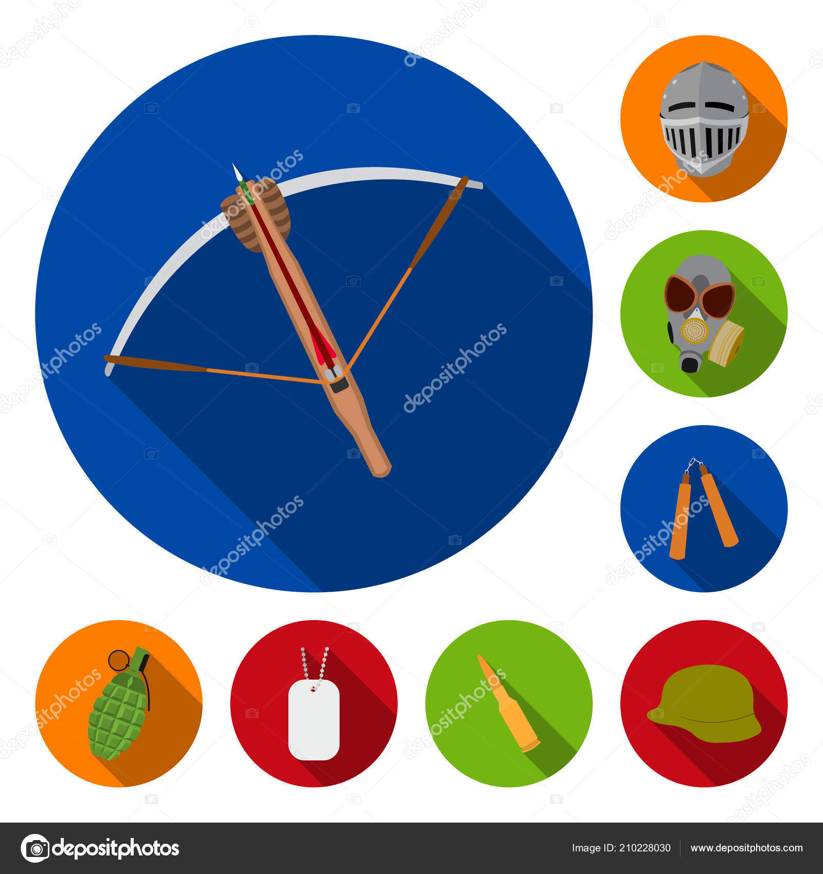 Types of weapons flat icons in set collection for design.Firearms and ...