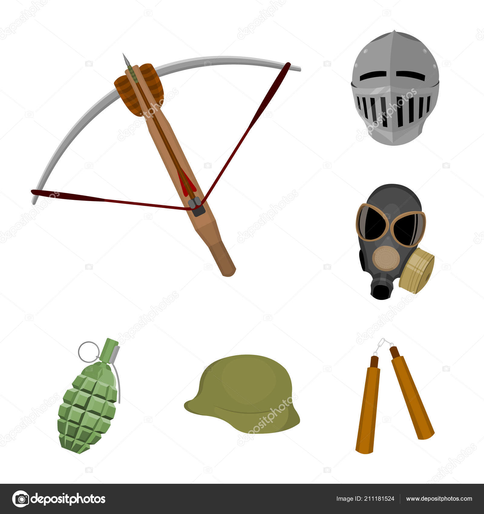 Types of weapons cartoon icons in set collection for design.Firearms ...