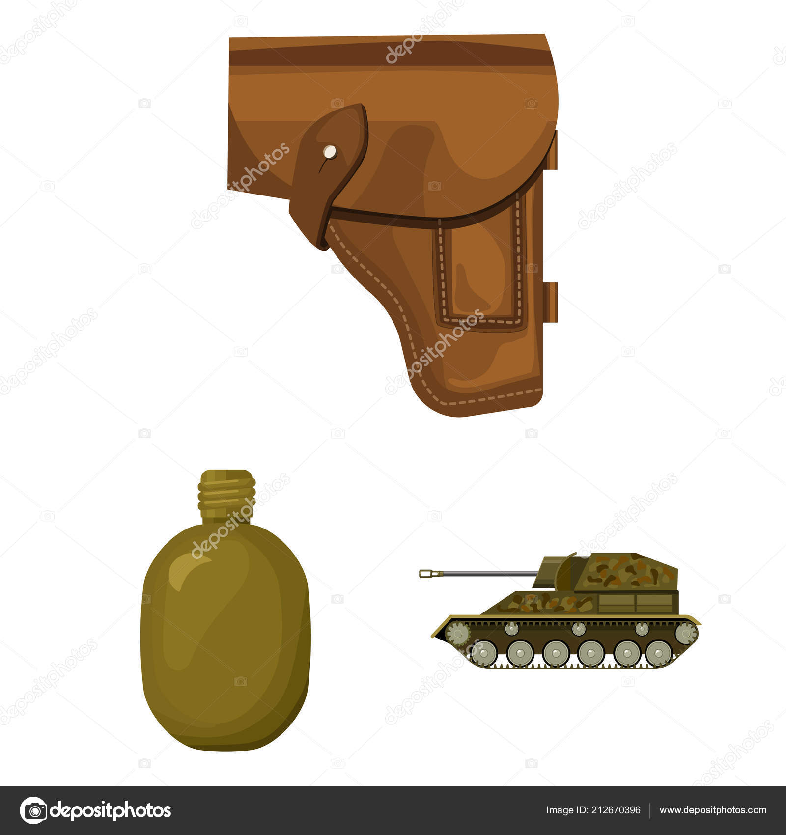 Army and armament cartoon icons in set collection for design. Weapons ...