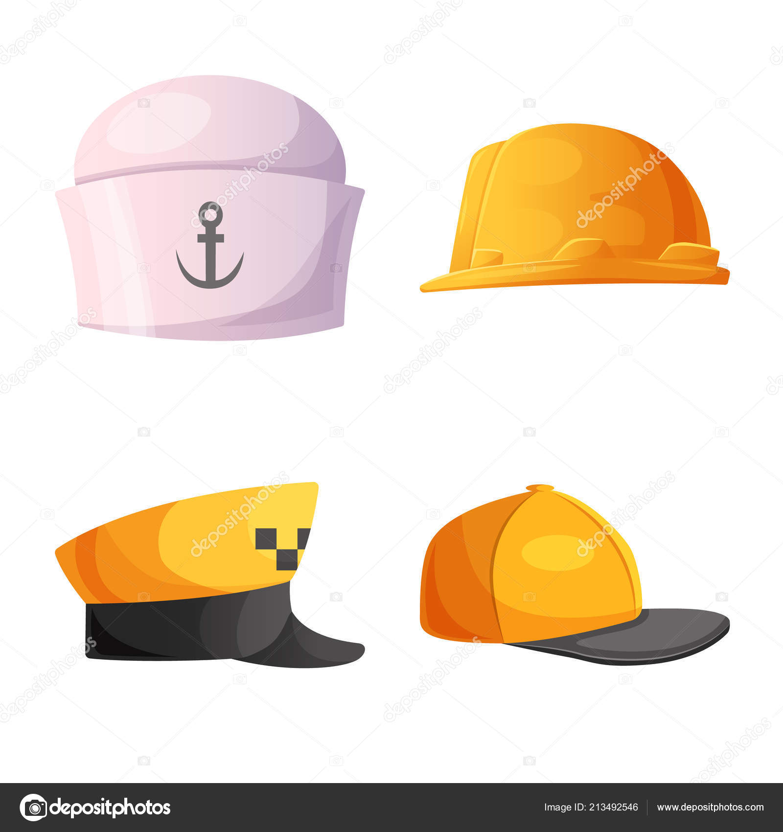 Conception vectorielle des coiffures et du logo du capuchon. Collection ...