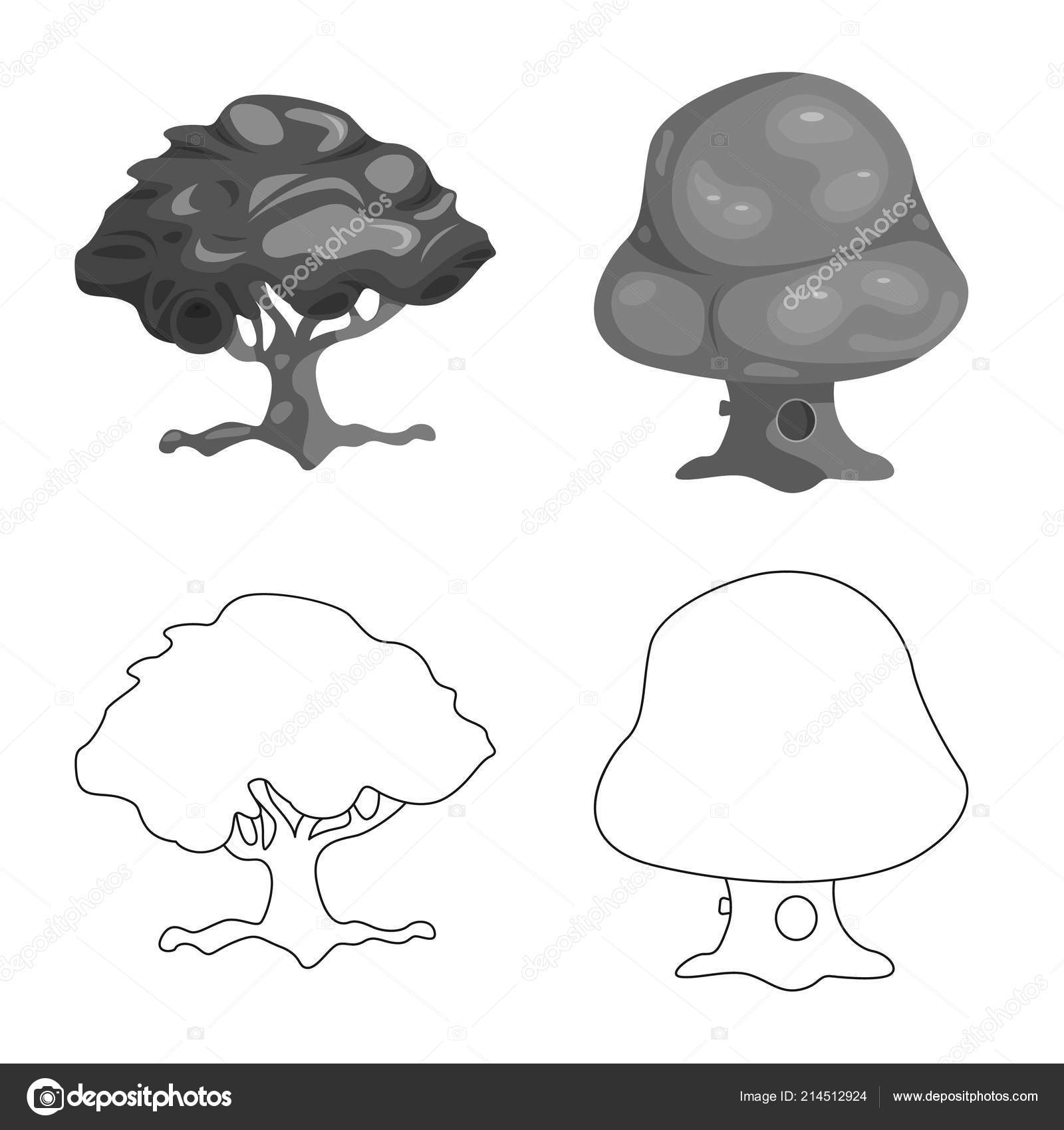 Vector design of tree and nature logo. Set of tree and crown vector ...