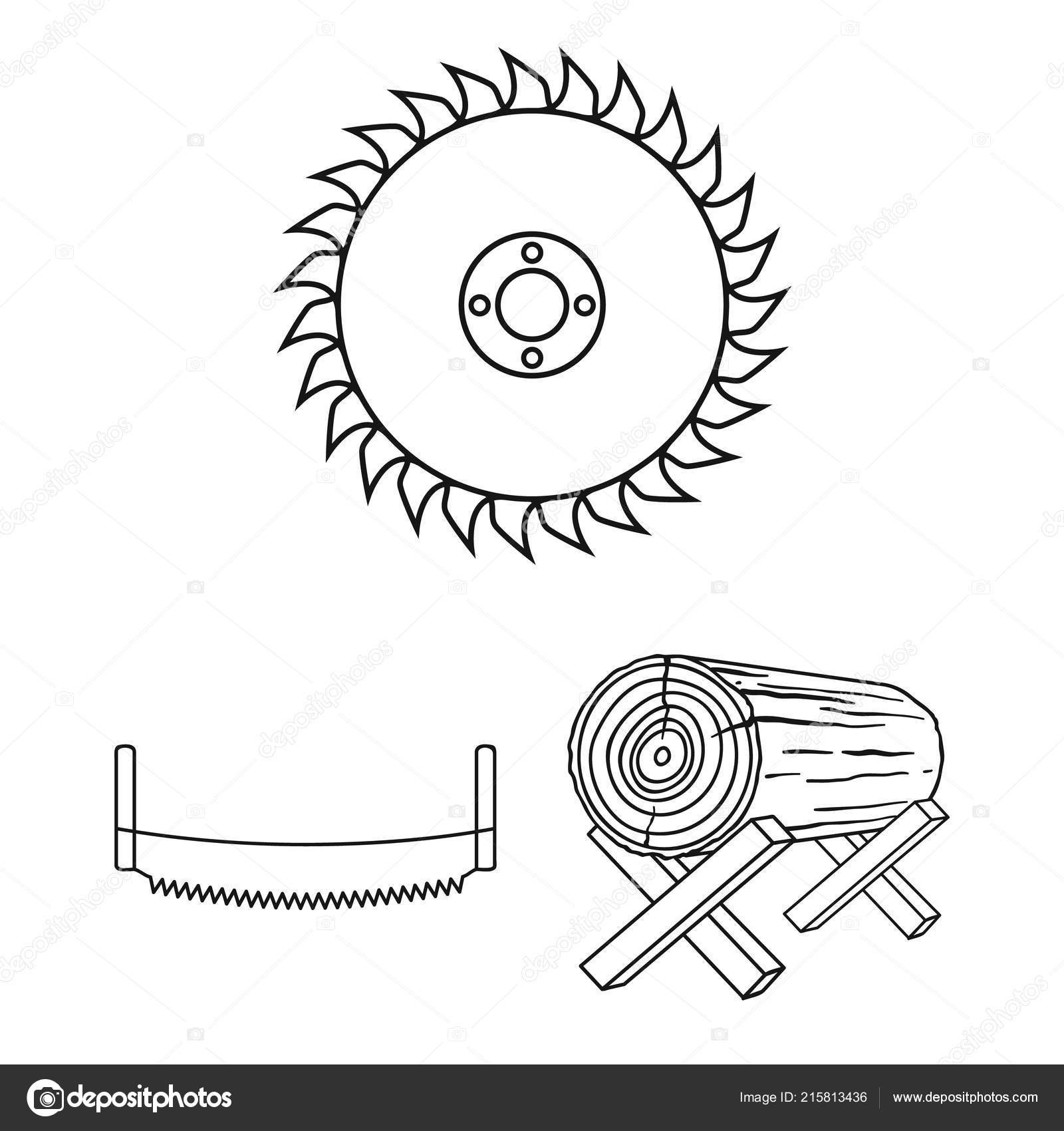 Sawmill and Timber outline icons in set collection for design. Hardware ...