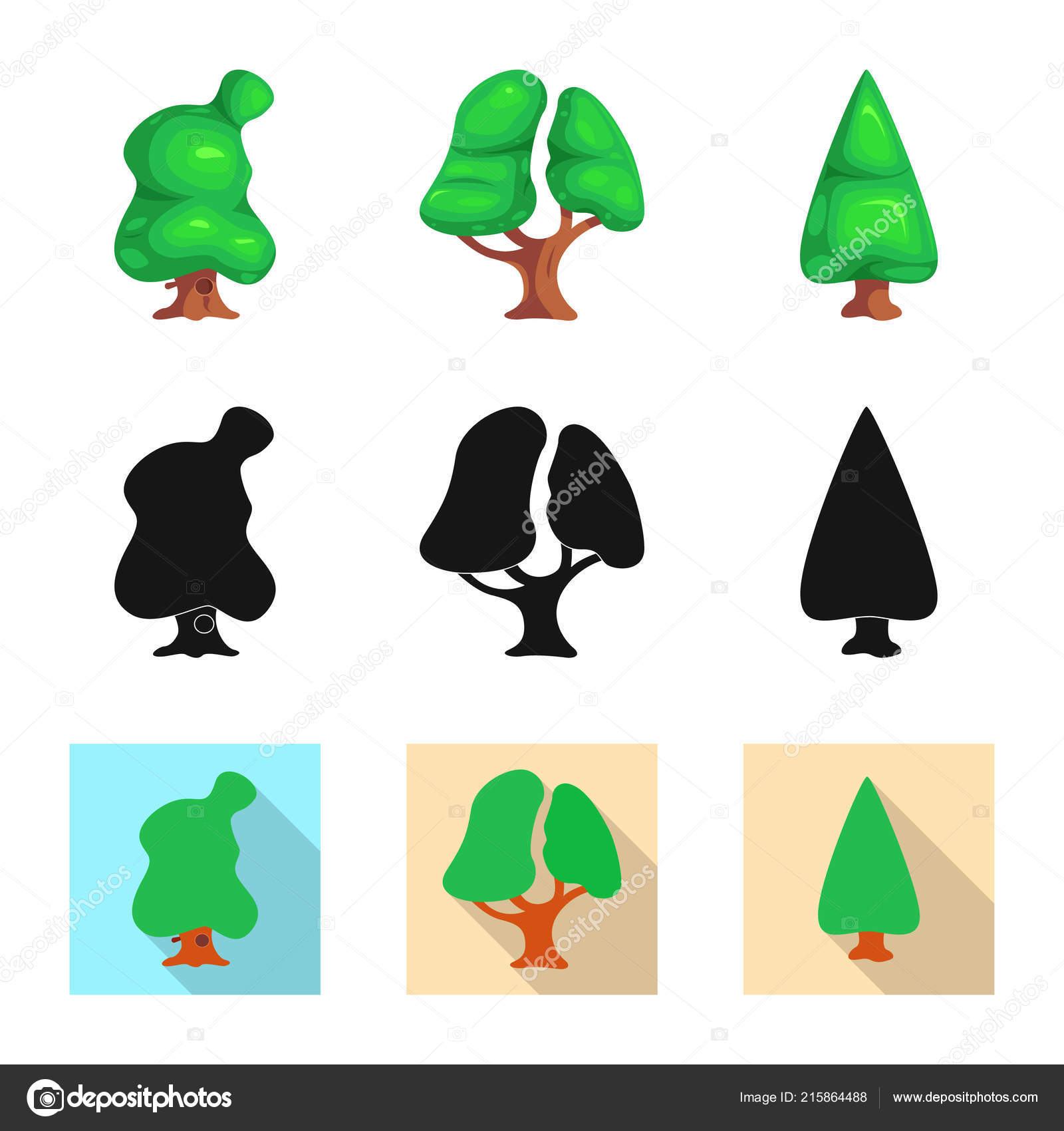 Vector design of tree and nature sign. Collection of tree and crown ...