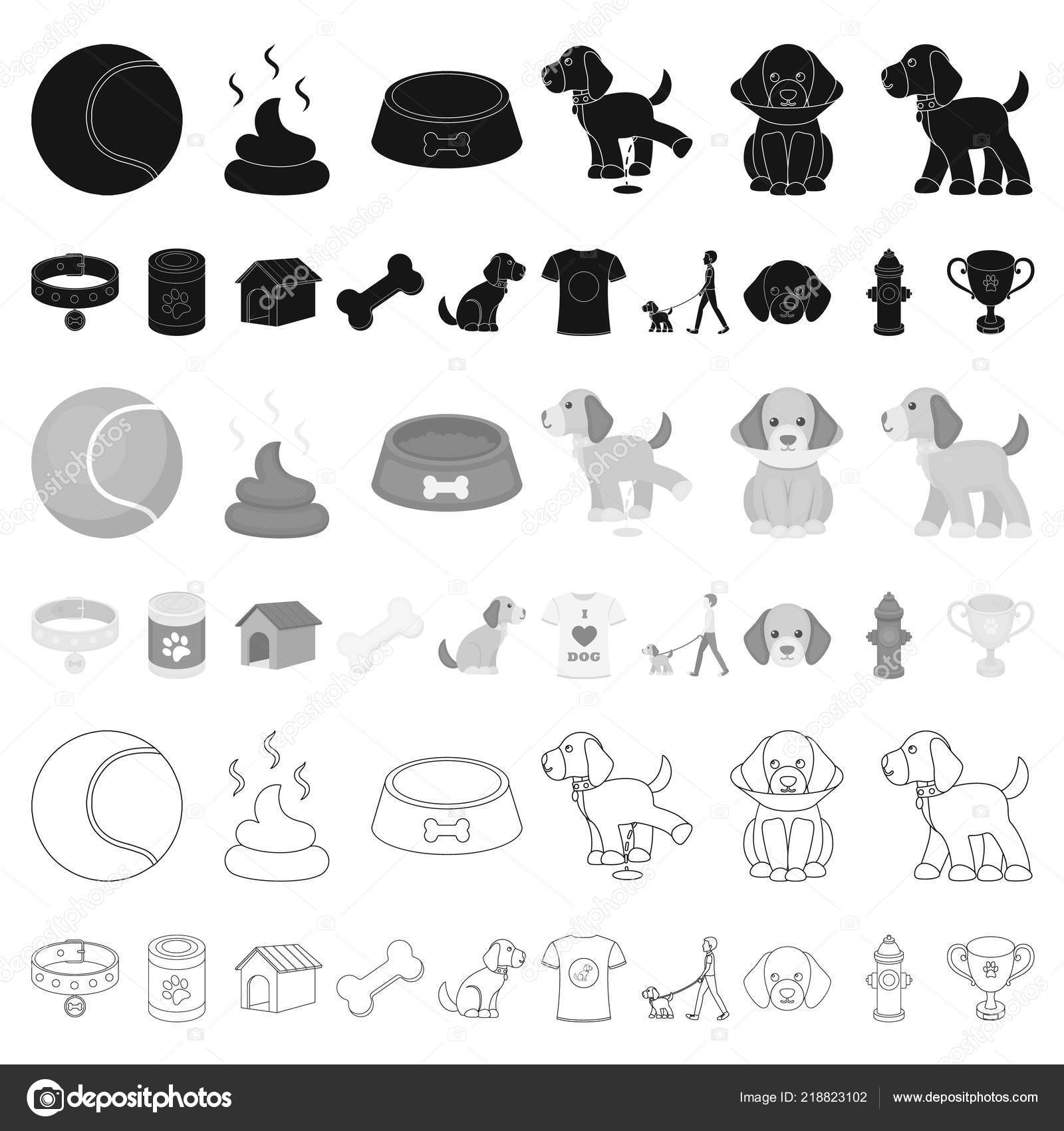 Pet dog cartoon icons in set collection for design. Caring for the ...