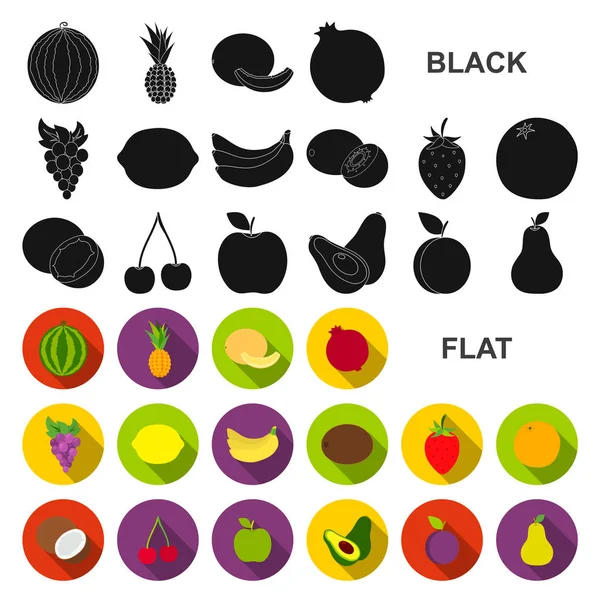 Different fruits flat icons in set collection for design. Fruits and vitamins vector symbol ...