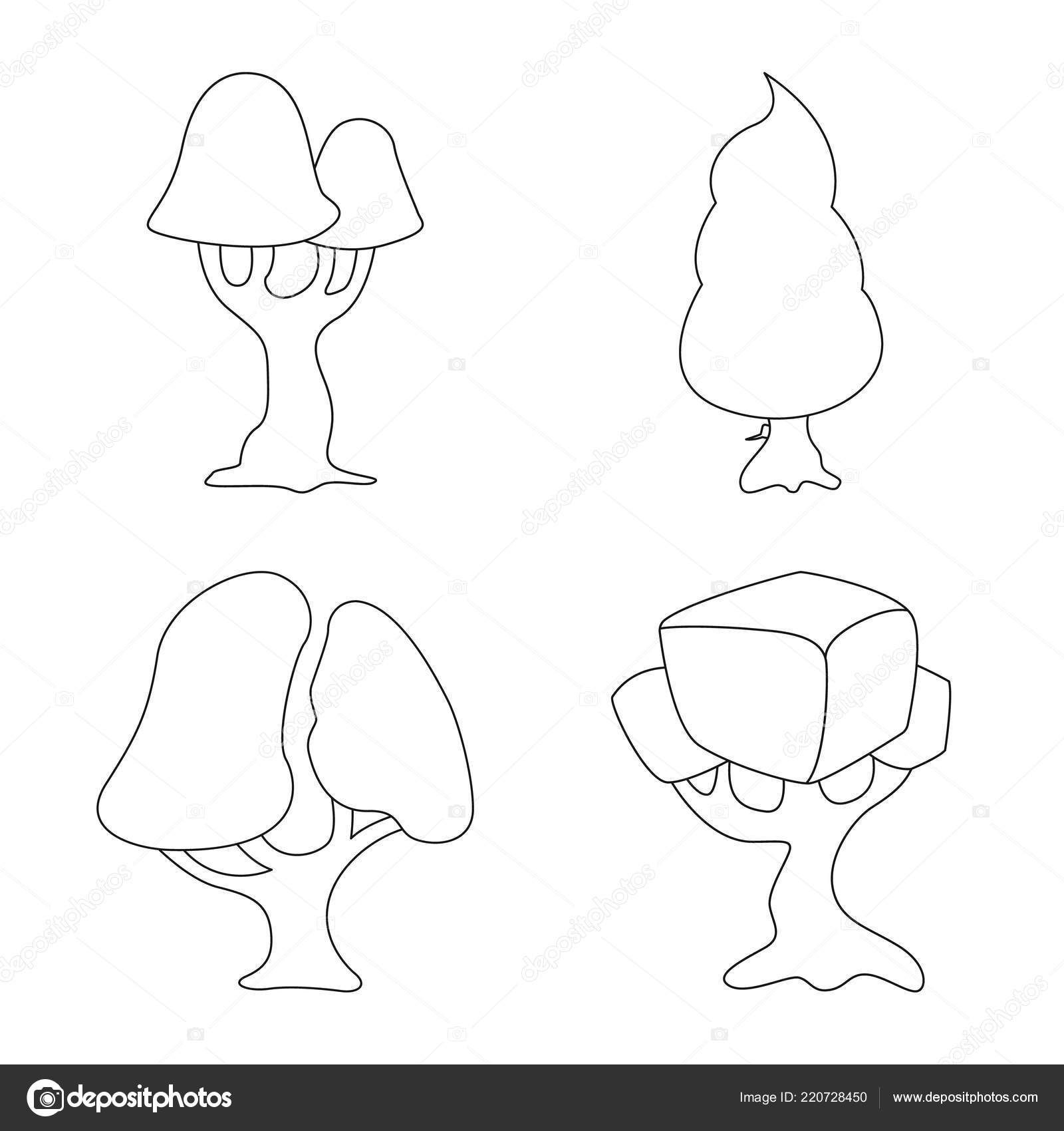 Vector illustration of tree and nature icon. Set of tree and crown ...