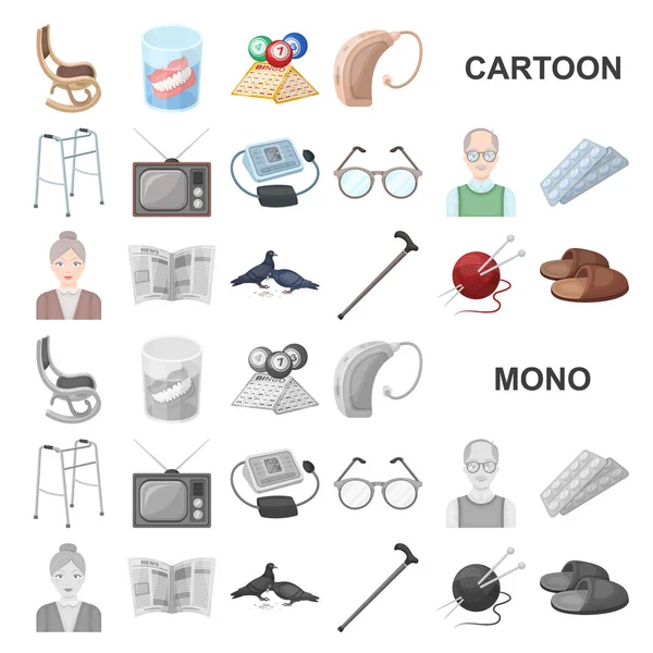 Human old age cartoon icons in set collection for design. Pensioner ...
