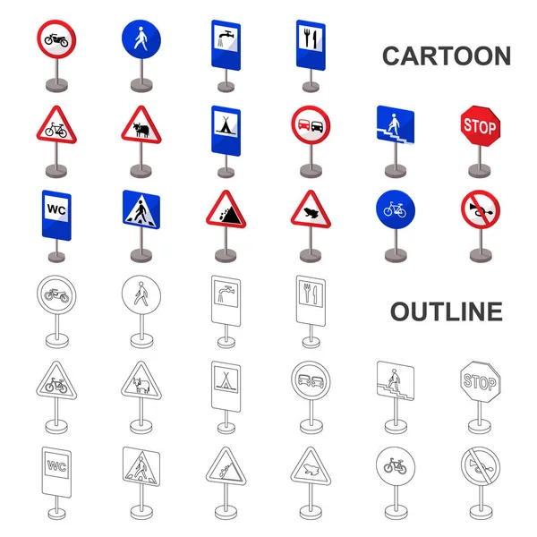 Different types of road signs cartoon icons in set collection for ...