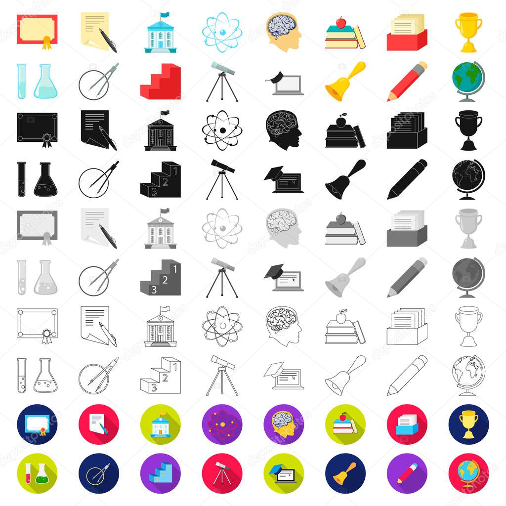 Iconos de dibujos animados de la escuela y la educaci n en la colecci n de conjuntos para design ...