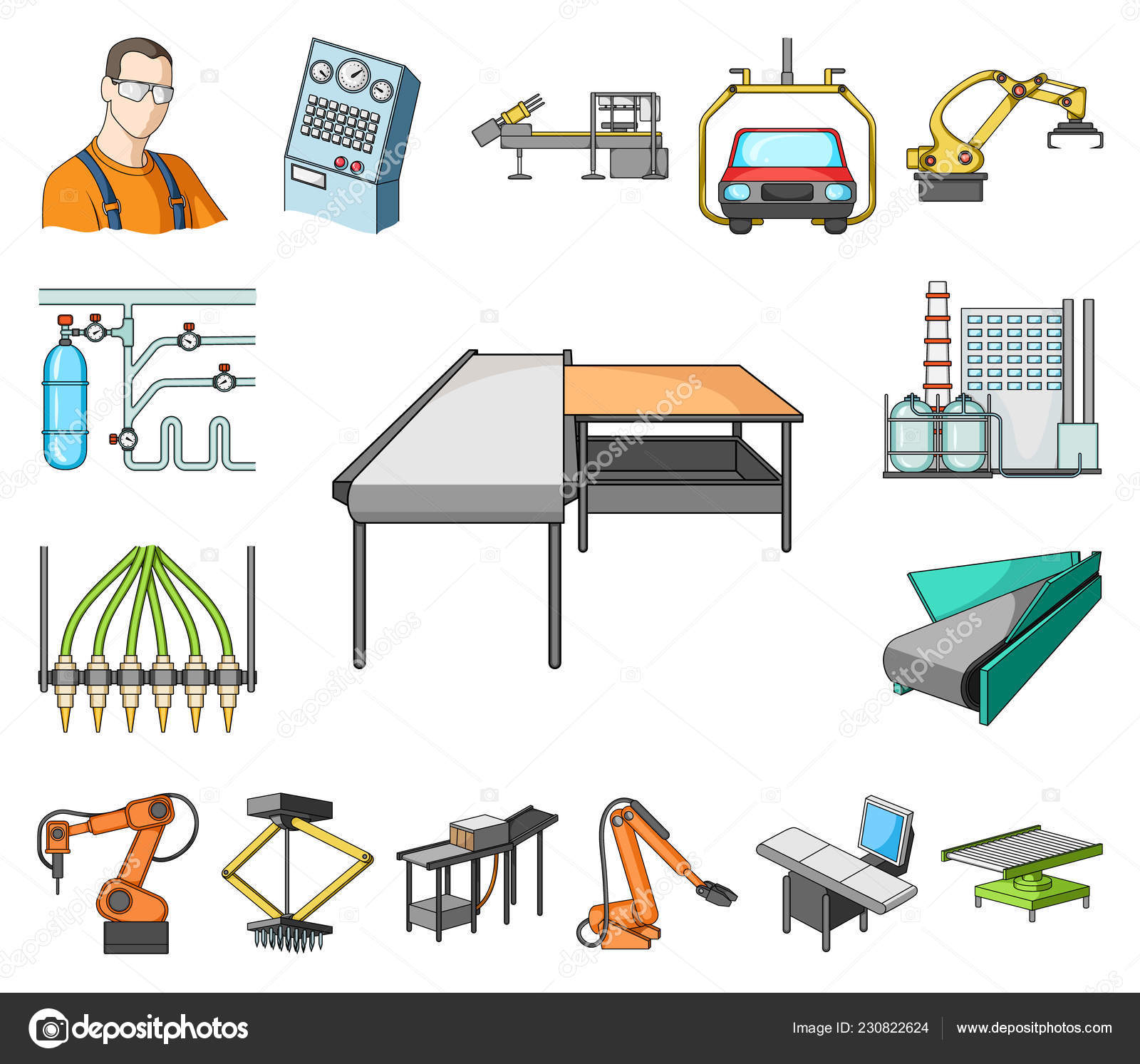 Equipment and machine cartoon icons in set collection for design ...