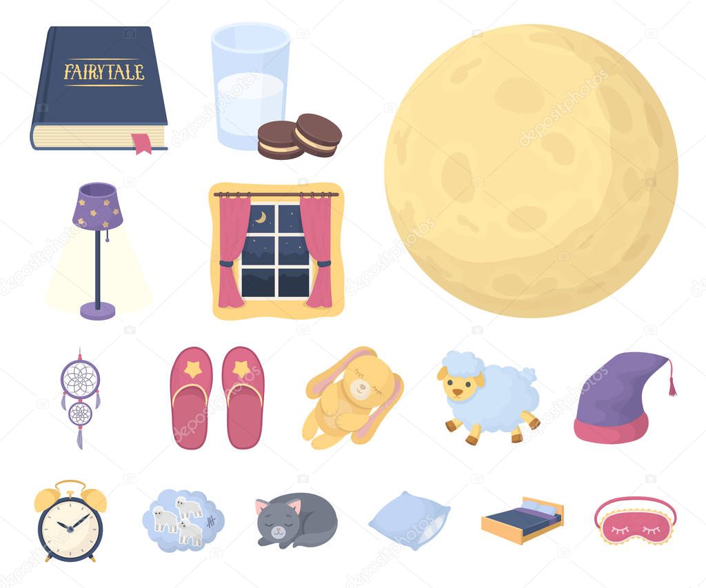 Descanso y sueño iconos de dibujos animados en la colección de ...