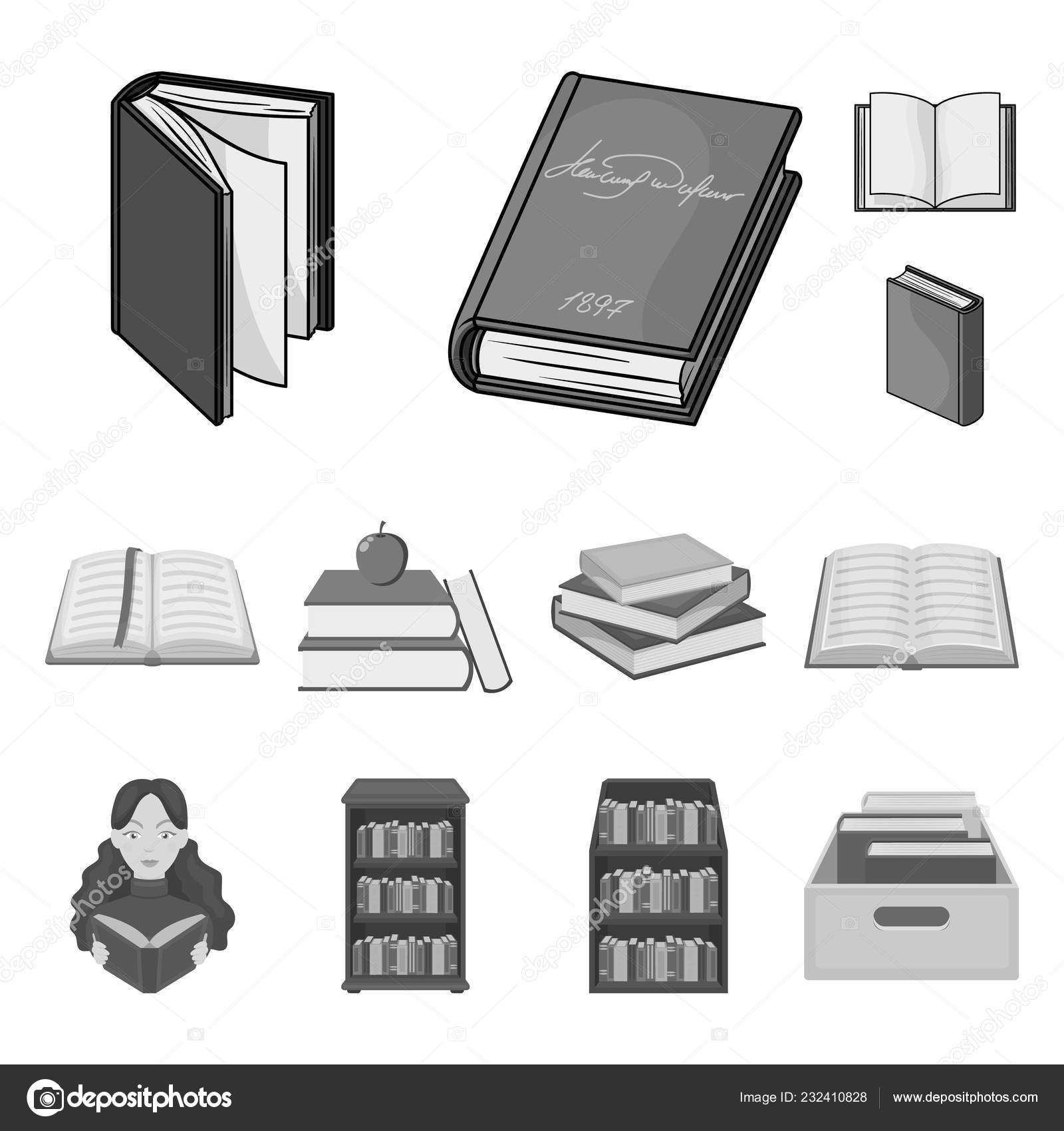 Vector illustration of library and textbook icon. Collection of library ...