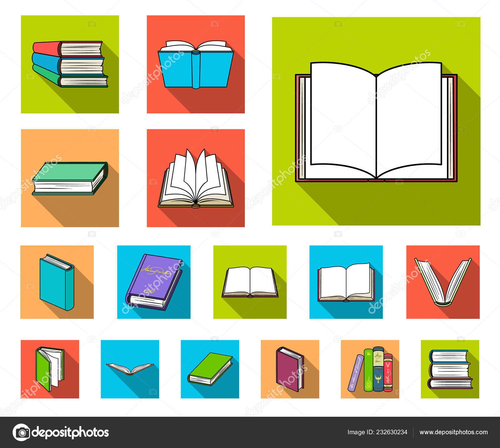 Book in the binding flat icons in set collection for design. Printed ...