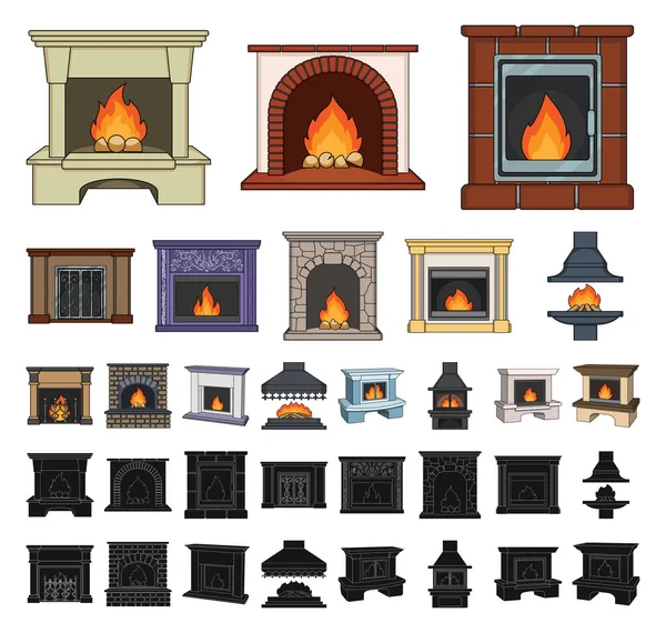 Diferentes tipos de chimeneas iconos de dibujos animados en la ...
