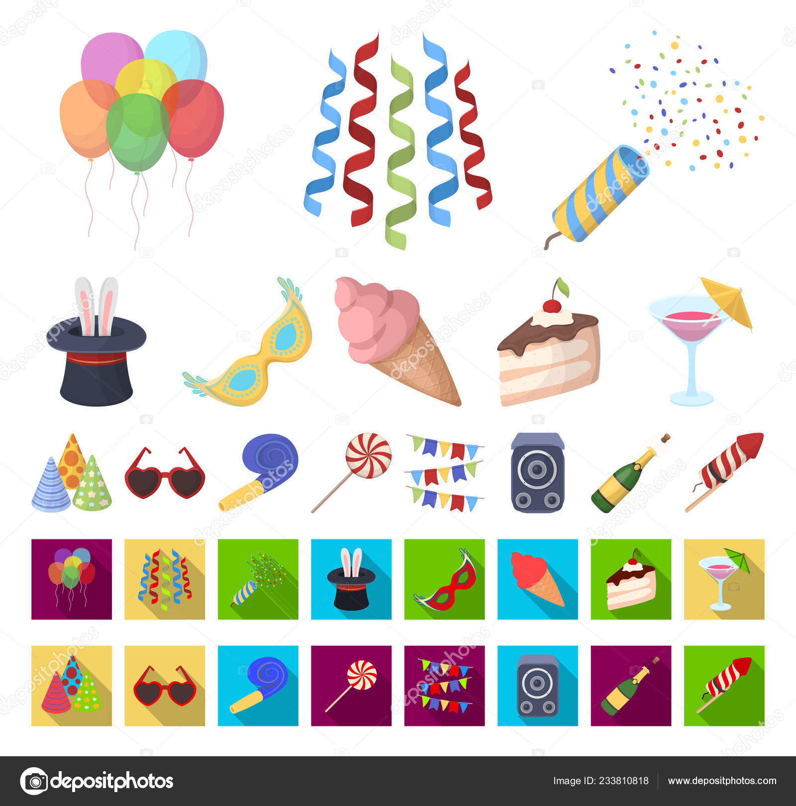 Party, entertainment cartoon,flat icons in set collection for design ...
