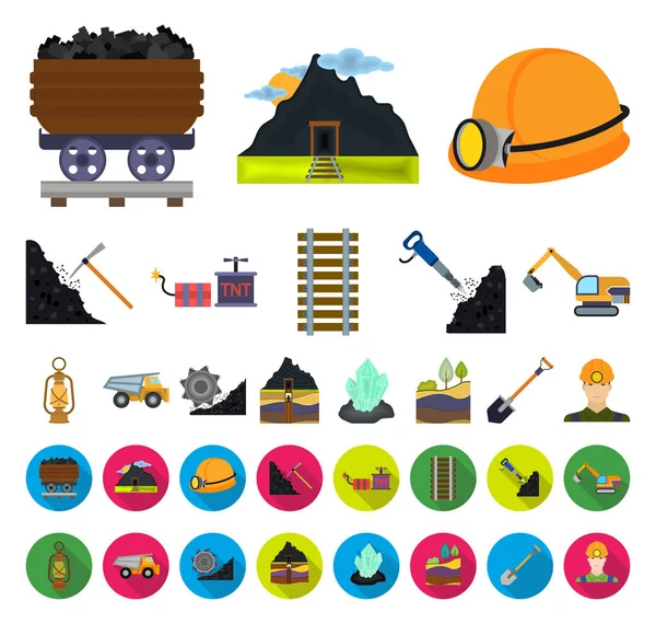 Mining industry cartoon icons in set collection for design. Equipment ...
