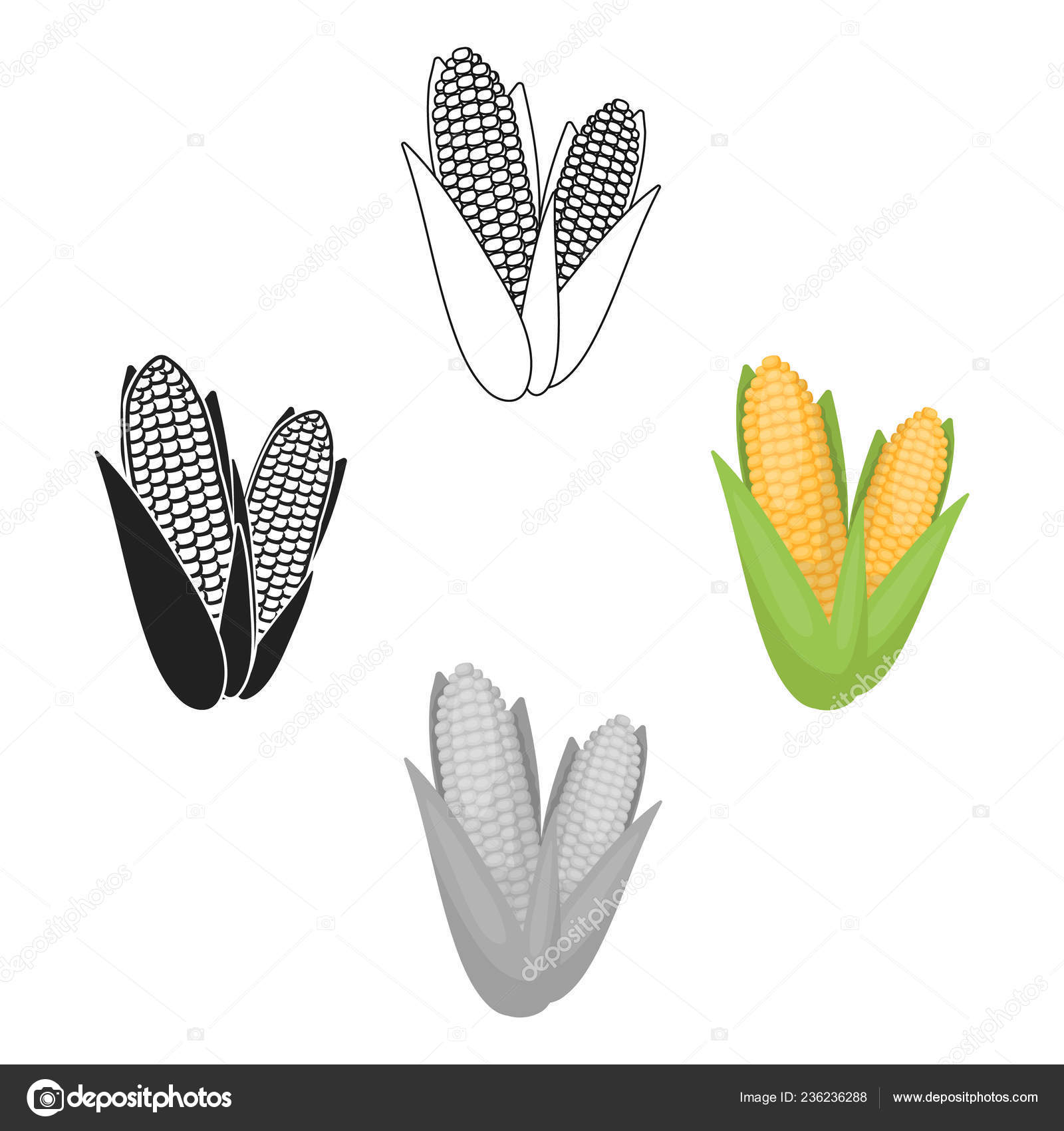 Sweet corn icon in cartoon style isolated on white background. Canadian ...
