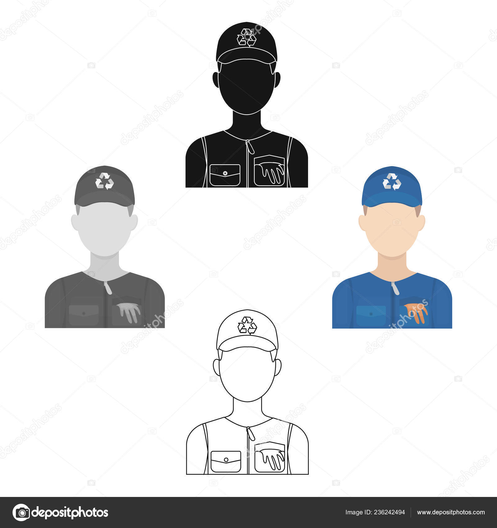 Waste collector icon in cartoon style isolated on white background ...