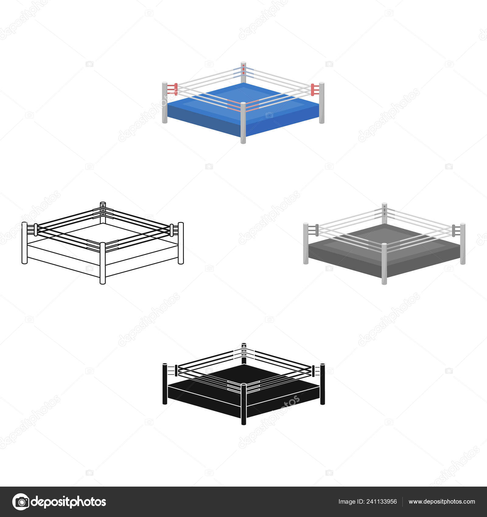 Boxing ring icon in cartoon style isolated on white background. Boxing ...