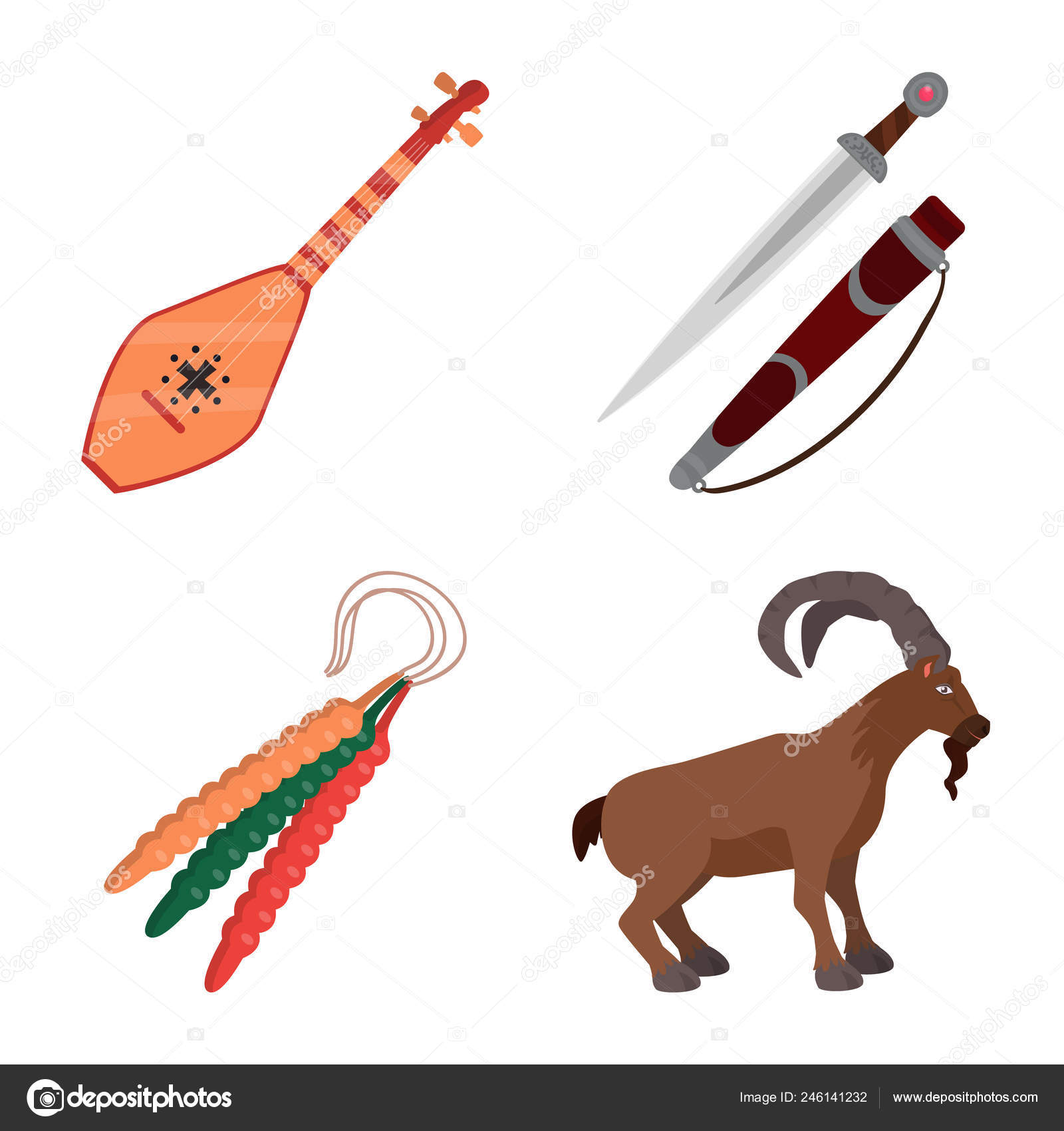 Vector illustration of Caucasus and traditions icon. Set of Caucasus ...