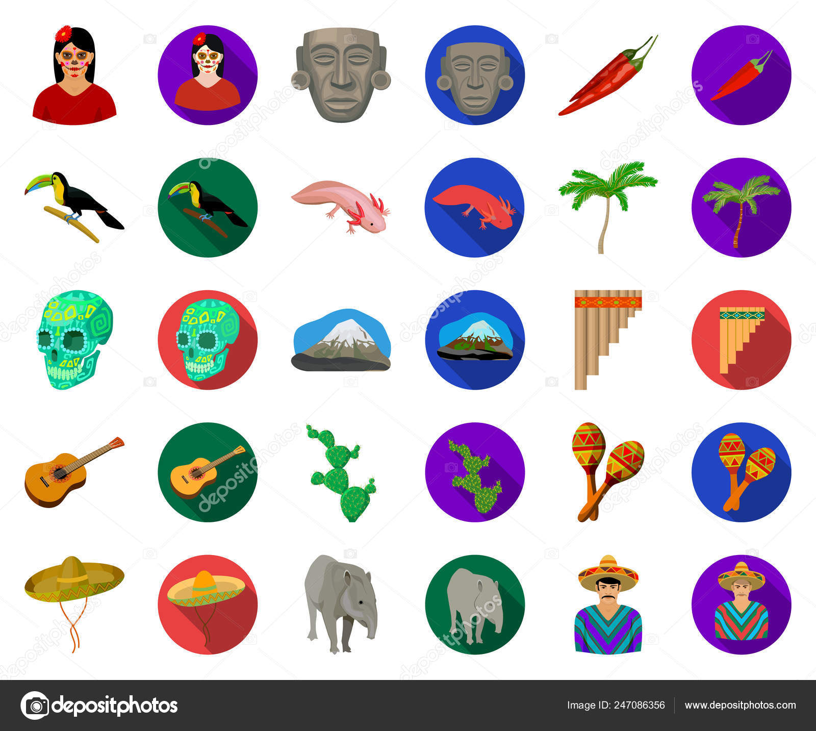 Country Mexico cartoon,flat icons in set collection for design. Mexico ...
